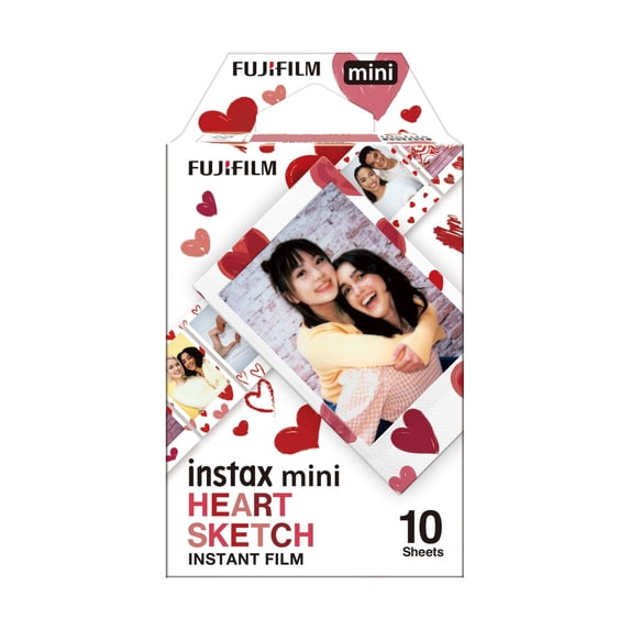Fujifilm Instax Mini Heart Sketch Instant Photo Film, 10 Exposures ...