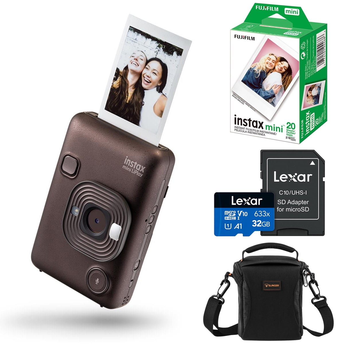 Fujifilm Instax Mini LiPlay Hybrid Instant Camera, Deep Bronze, Bundle ...