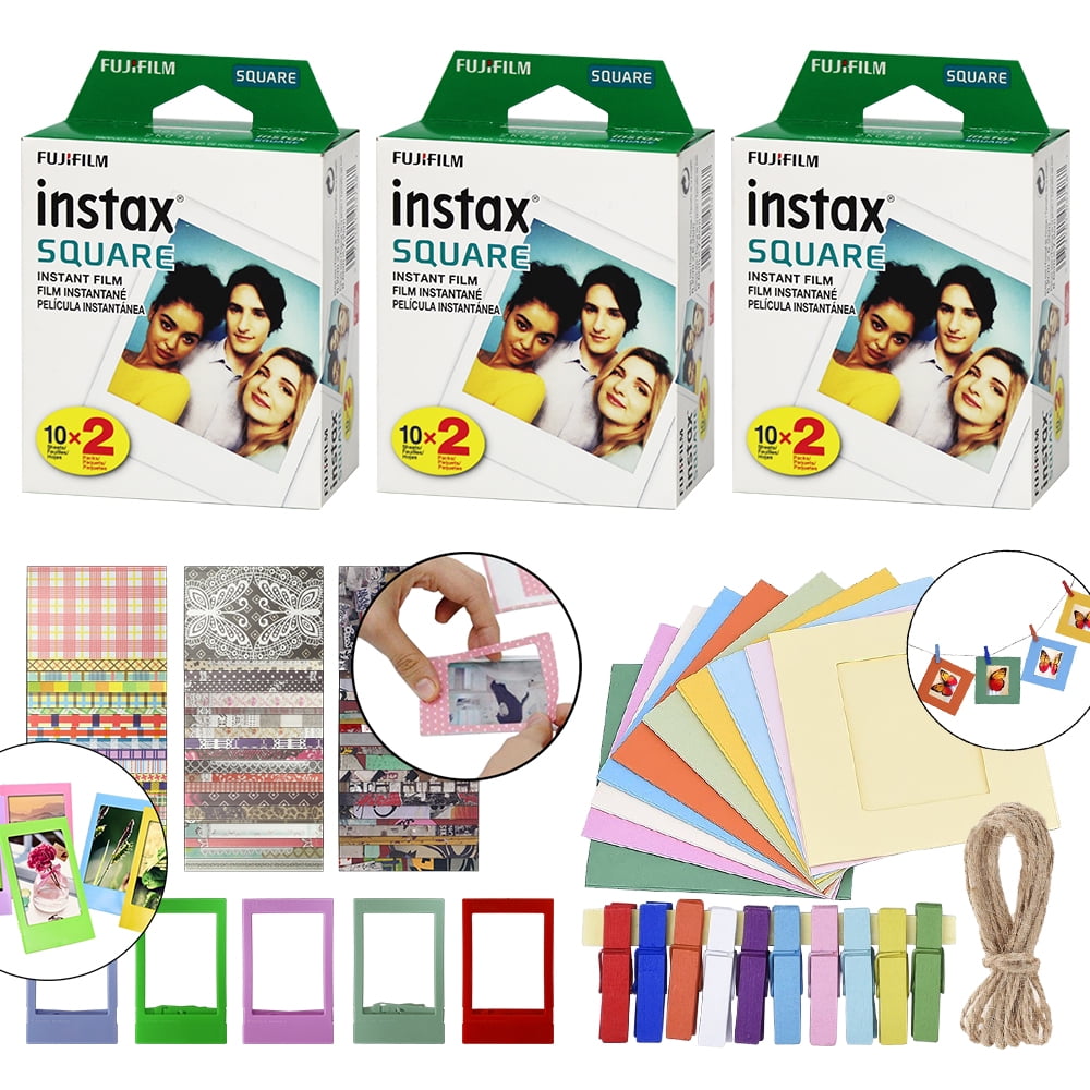Fujifilm Instax Square Instant Film Fuji 60 Sheets+ Frames & Accessory ...