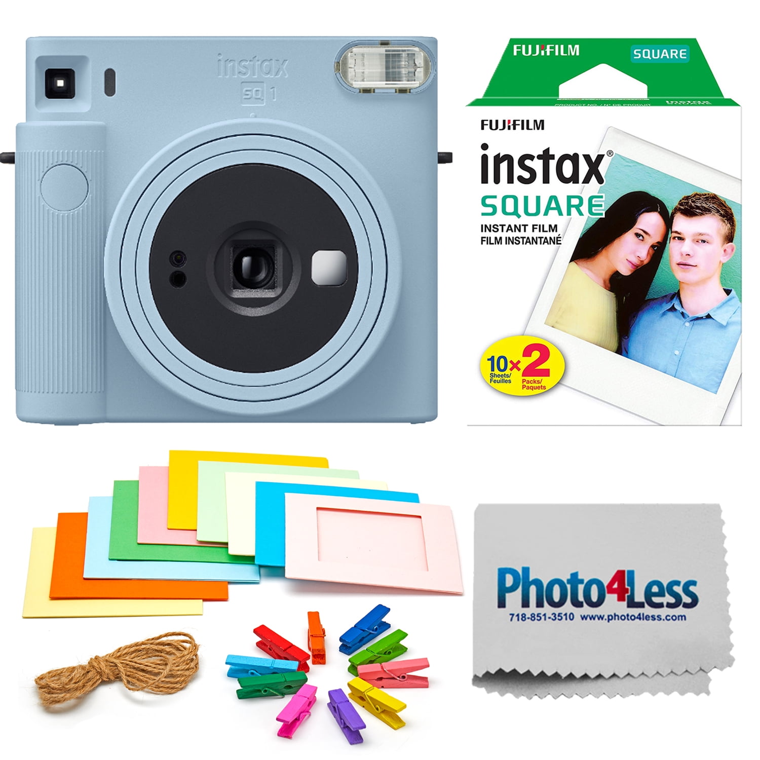 Fujifilm Instax Square SQ1 Glacier Blue Instant Camera + Twin Pack Film ...