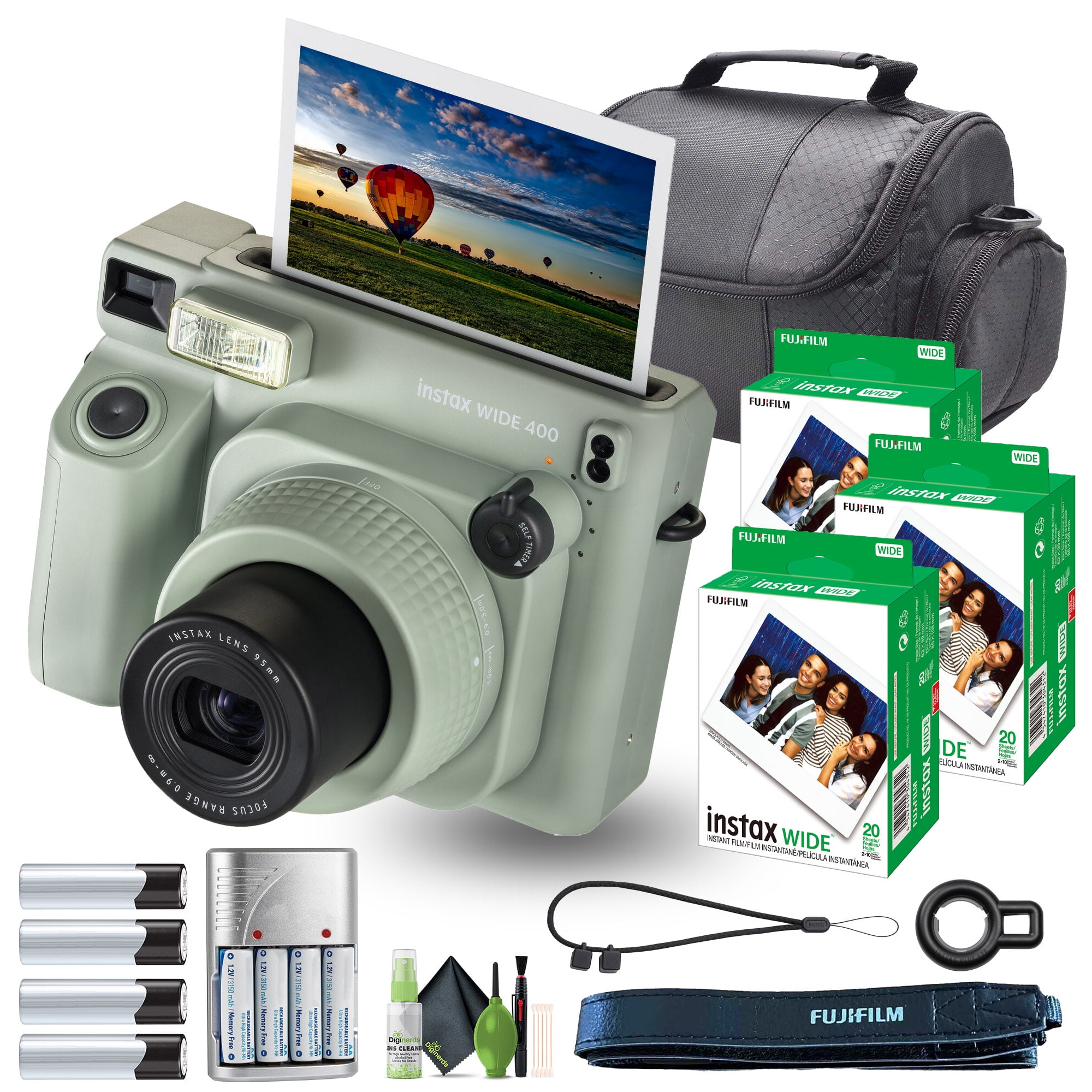 Fujifilm, Instax Wide 400 Instant Camera, with 60 Sheets, Travel Bag ...