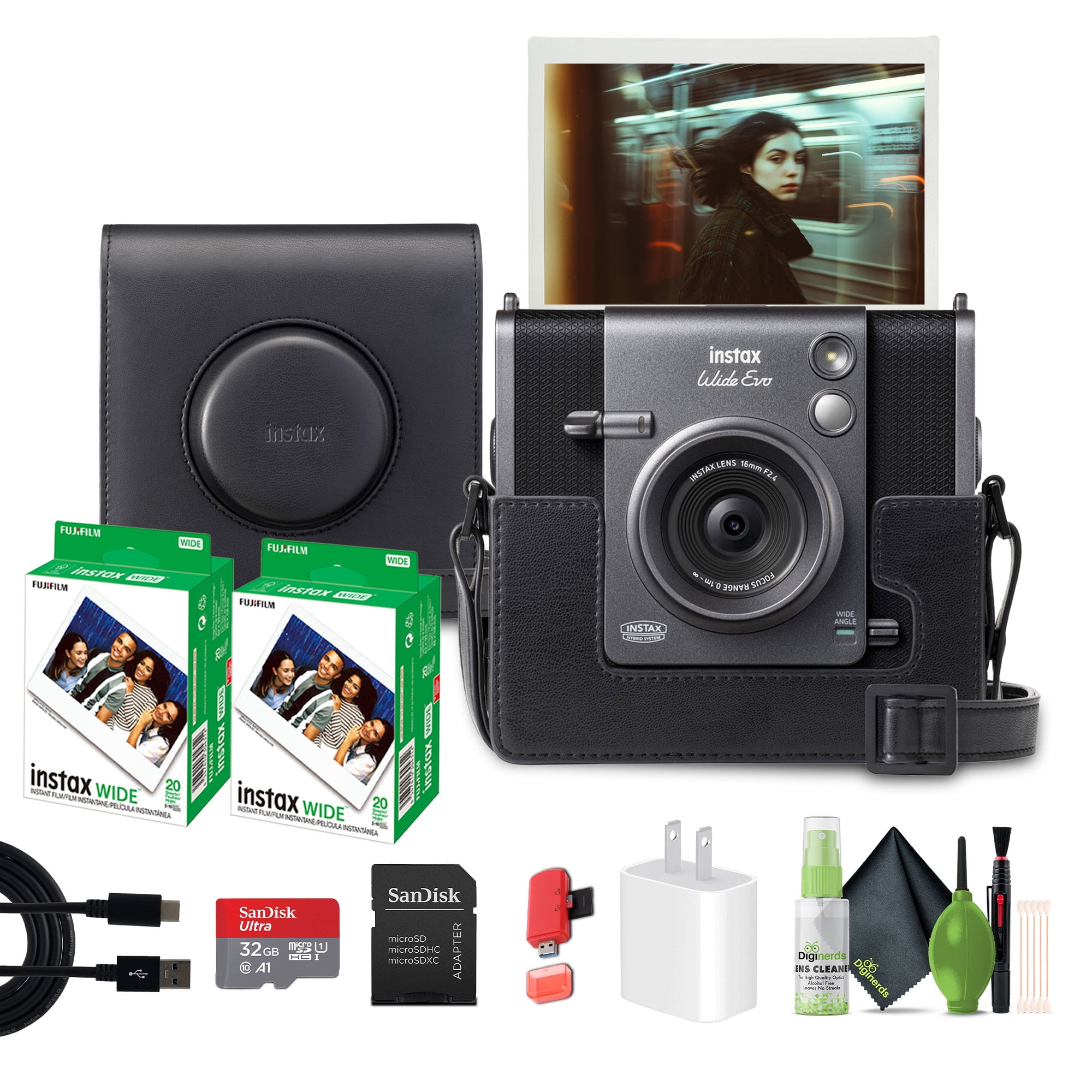 Fujifilm Instax Wide Evo Hybrid Instant Film Camera (16840957) Bundle ...