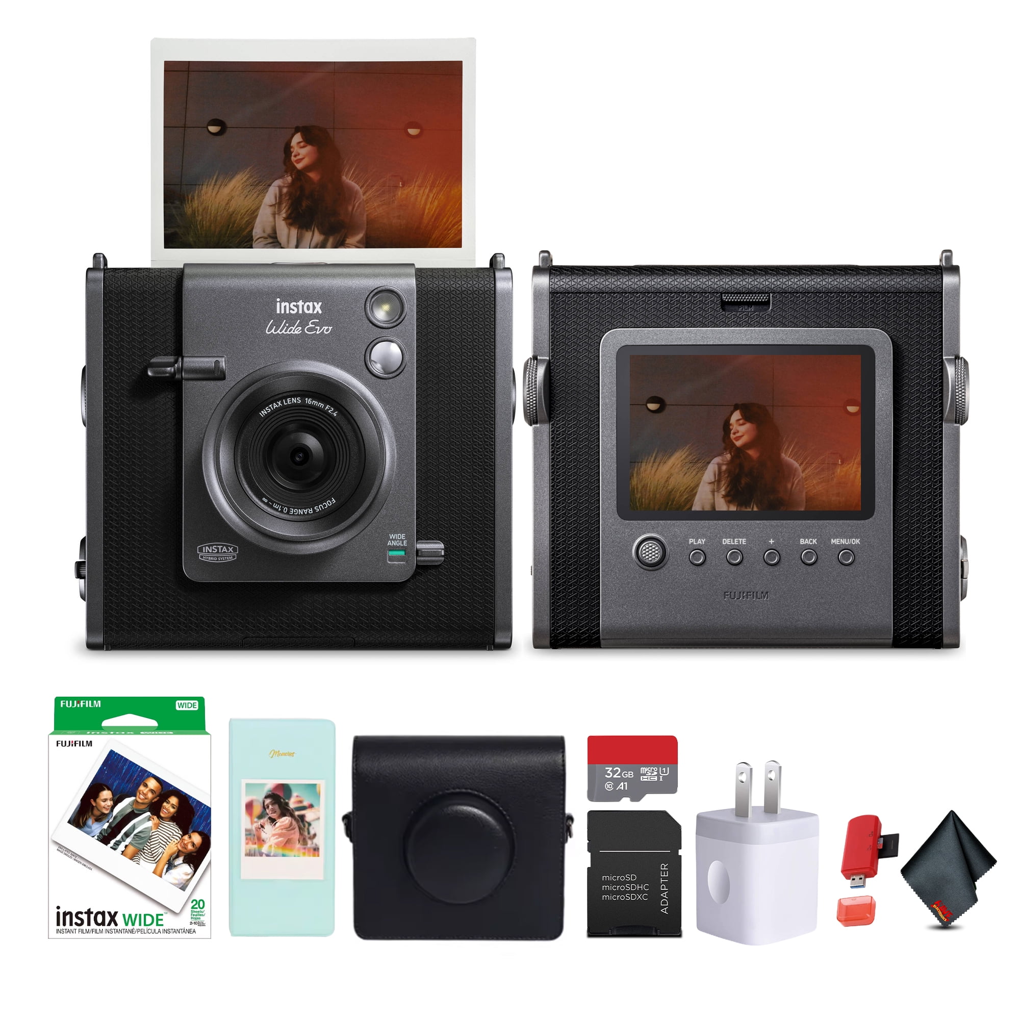 Fujifilm Instax Wide Evo Hybrid Instant Film Camera (16840957) Bundle ...