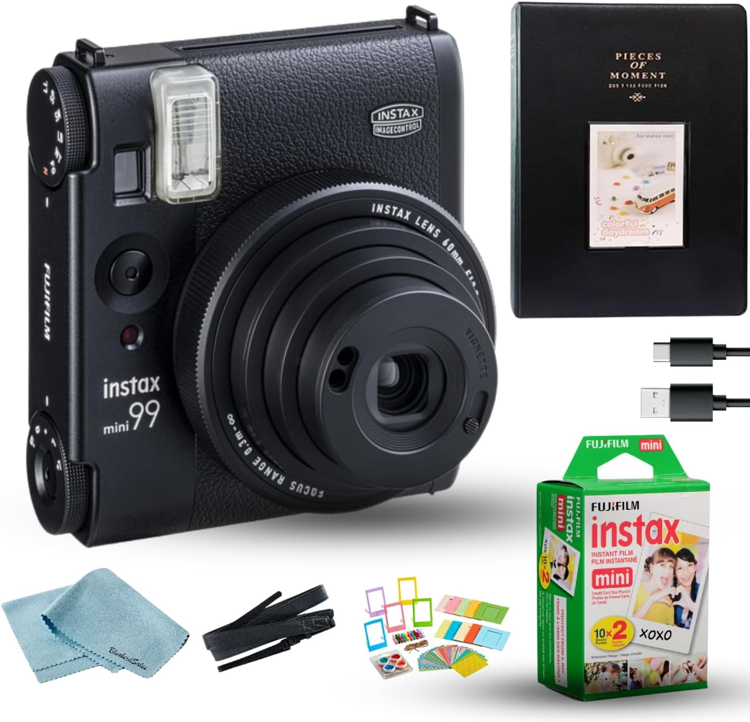 Fujifilm Mini 99 Instant Camera Vintage Black + Instant Mini Film Twin ...
