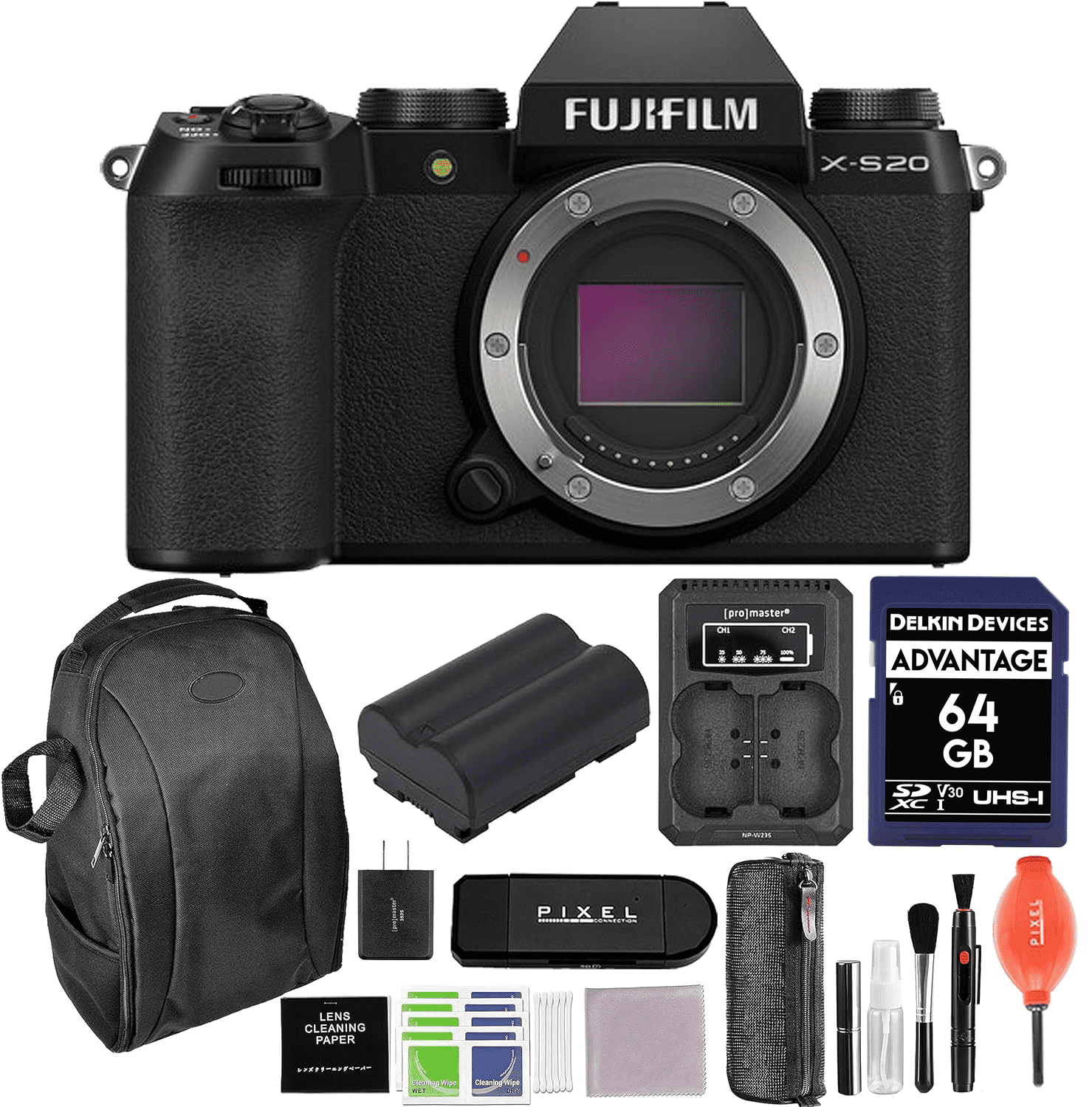 Fujifilm X-S20 Mirrorless Camera Body Bundle with Extra Battery ...