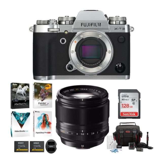 Fujifilm X-T3 Mirrorless Digital Camera with 56mm Lens and 128GB SD ...