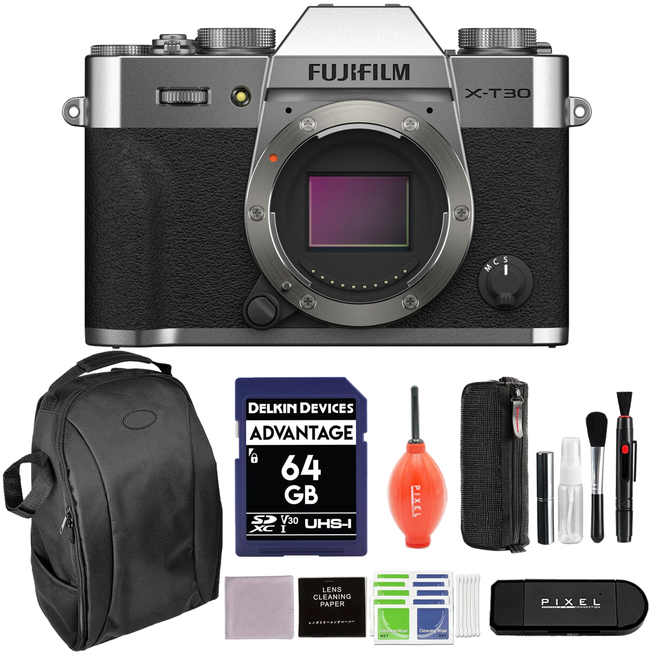 Fujifilm X-T30 II Mirrorless Digital Camera Silver Bundle with 64GB SD ...