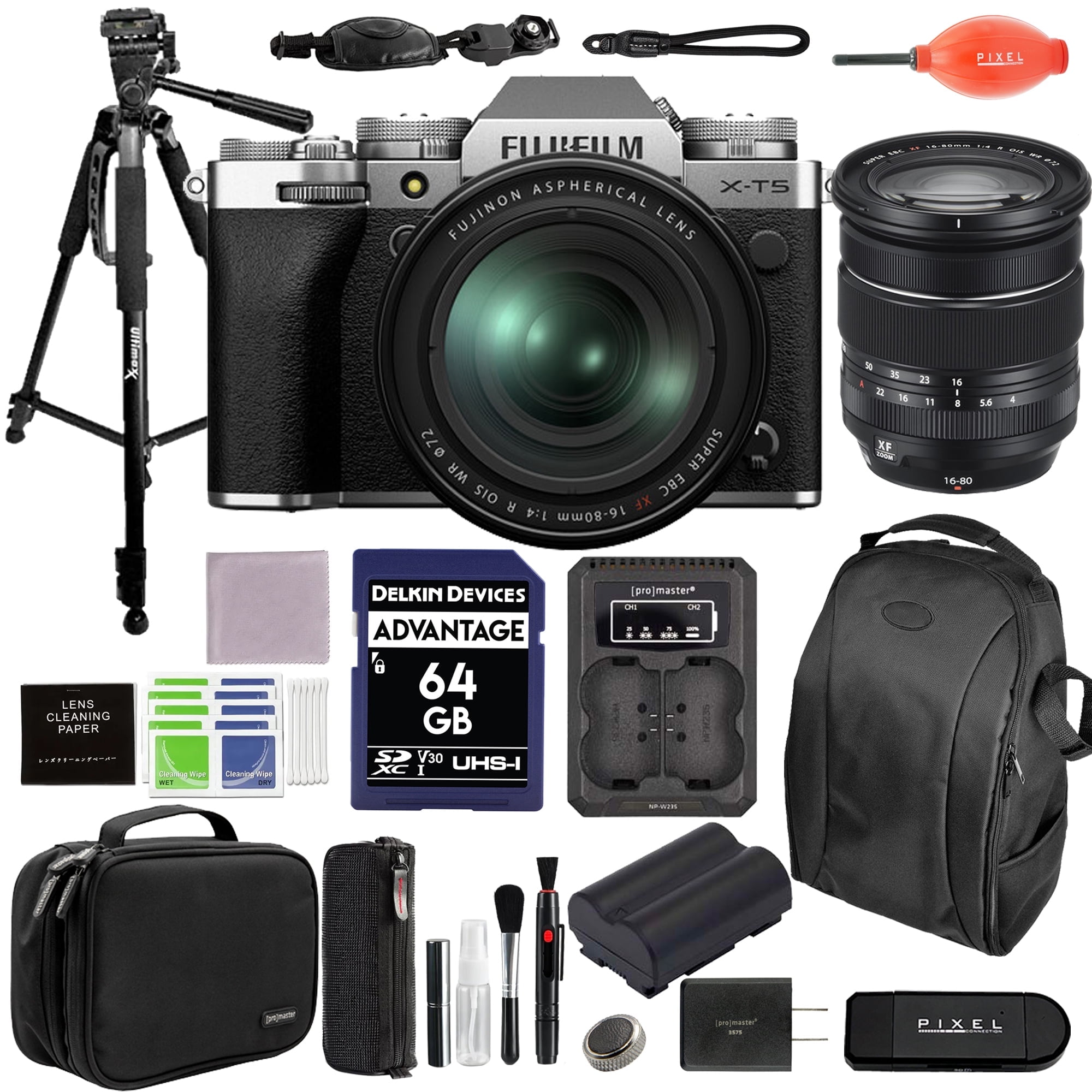 Fujifilm X-T5 Mirrorless Camera with 16-80mm Lens (Silver) Bundle with ...