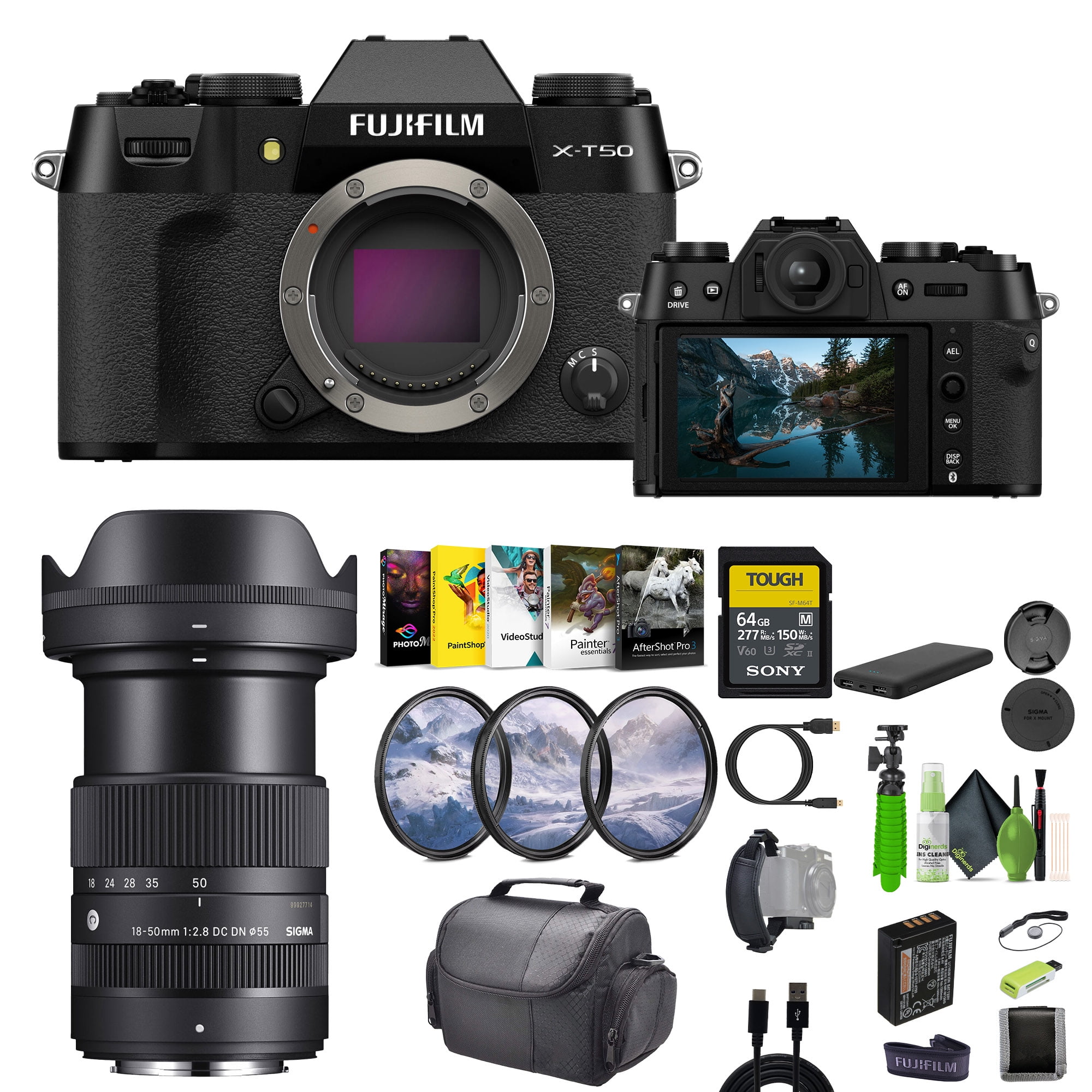Fujifilm X-T50 Camera + Sigma 18-50mm Contemporary Lens + Accessories ...