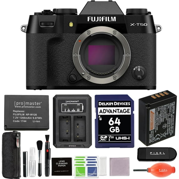 Fujifilm X-T50 Mirrorless Camera (Black) Bundle with Extra Battery ...