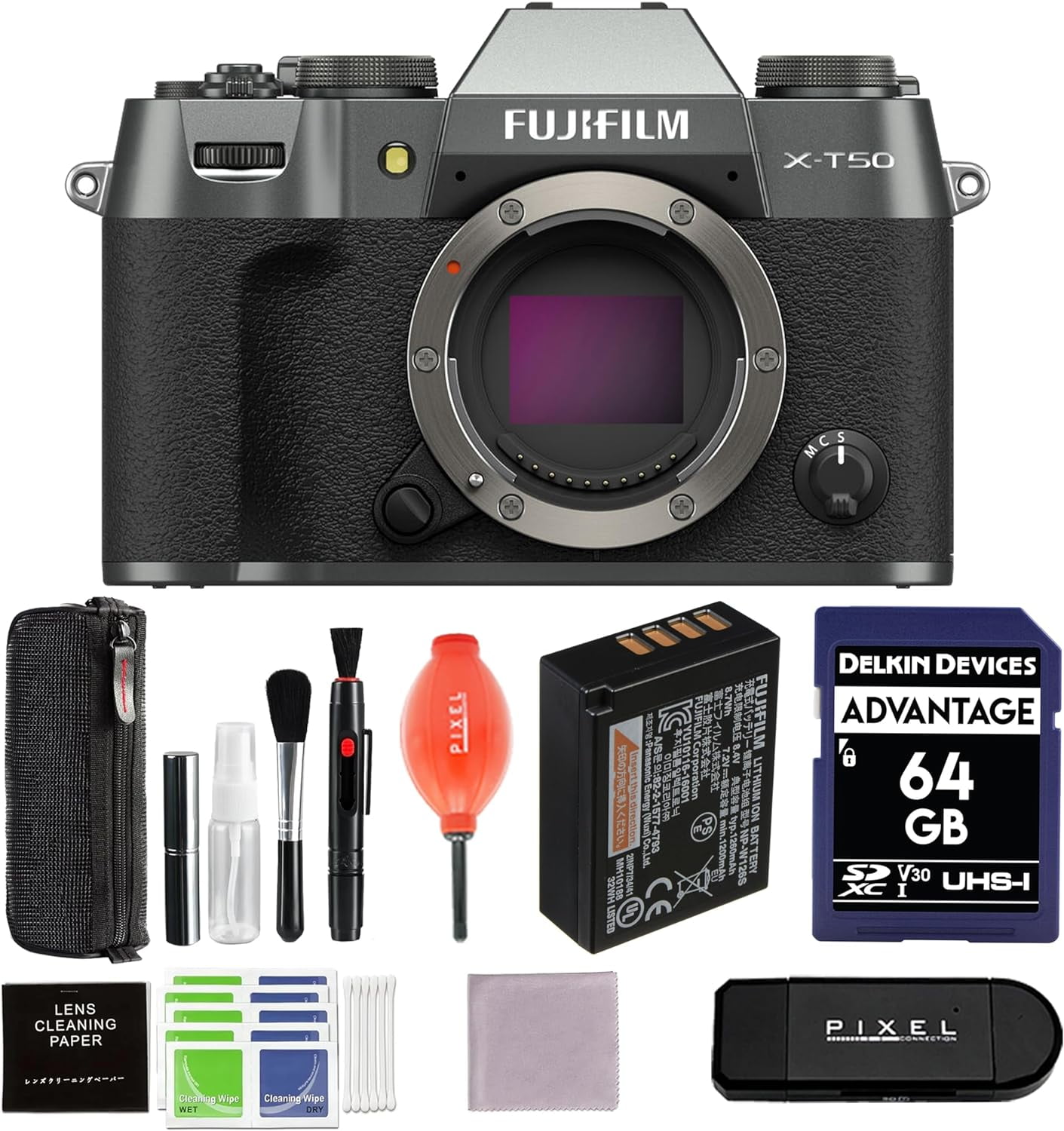 Fujifilm X-T50 Mirrorless Camera (Charcoal) Bundle with Advanced ...