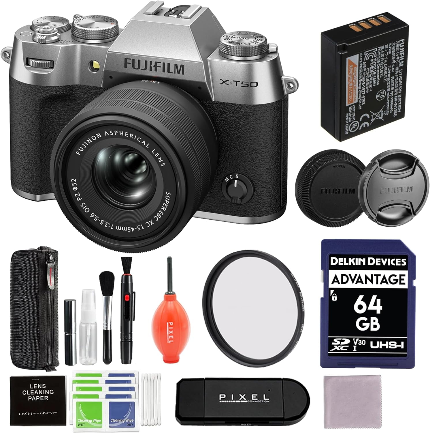 Fujifilm X-T50 Digital Mirrorless Camera Kit with 15-45mm Lens, 52MM ...