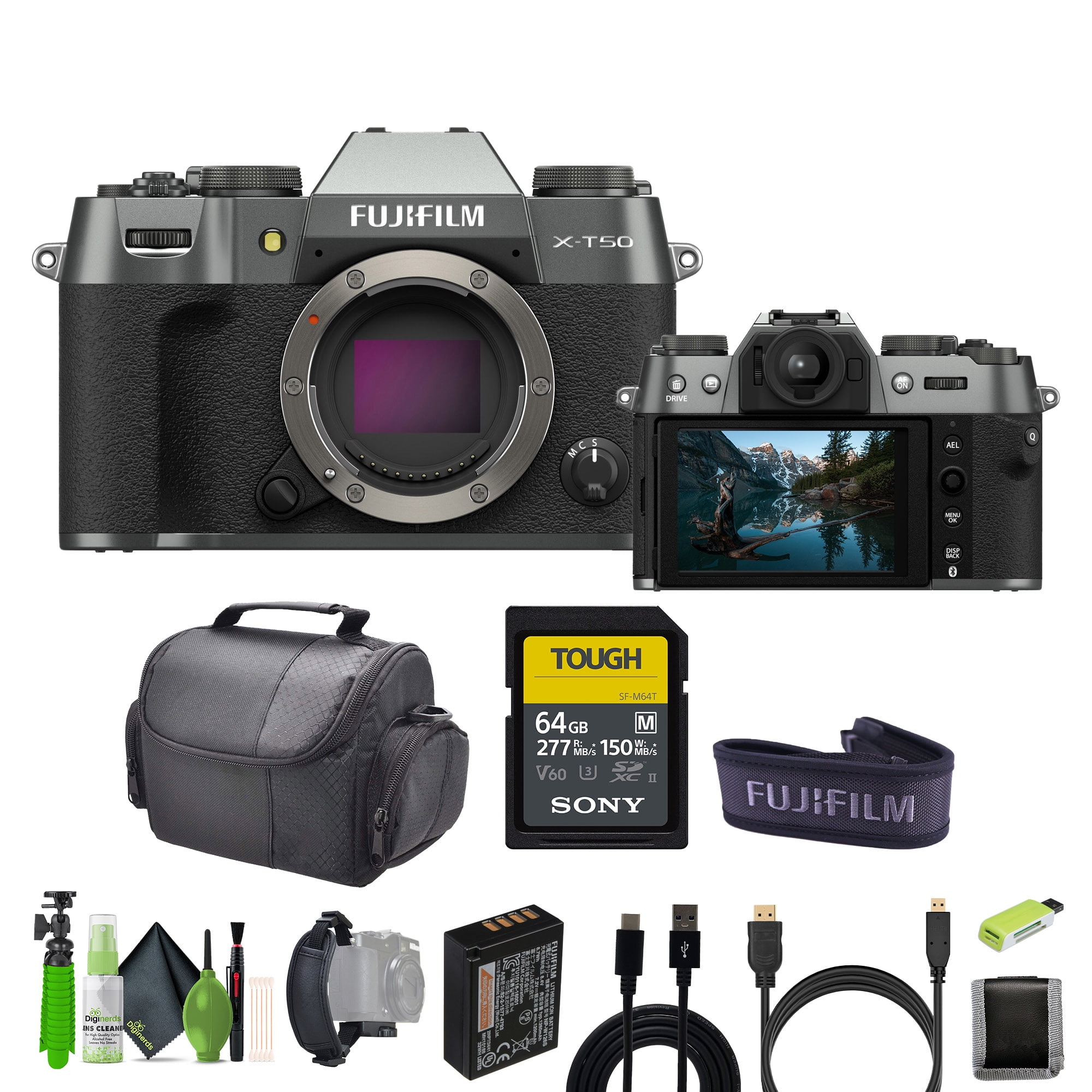 Fujifilm X-T50 Mirrorless Digital Camera Body Bundle with 64GB SF-M Tough Series UHS-II SDXC ...