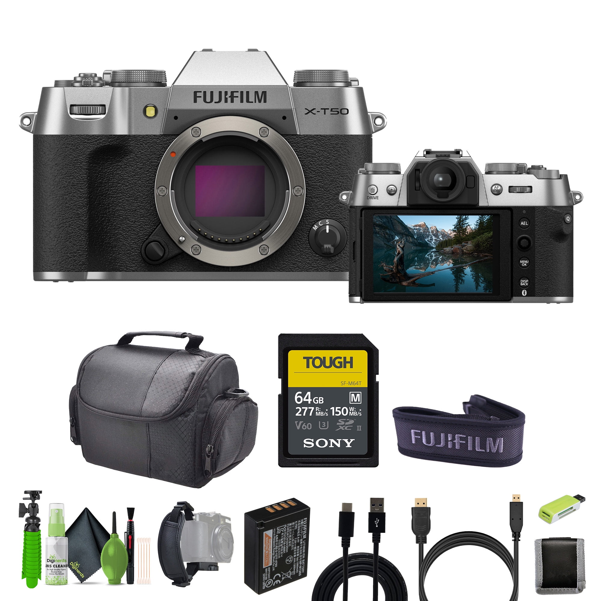 Fujifilm X-T50 Mirrorless Digital Camera Body Bundle With 64GB SF-M Tough Series UHS-II SDXC ...