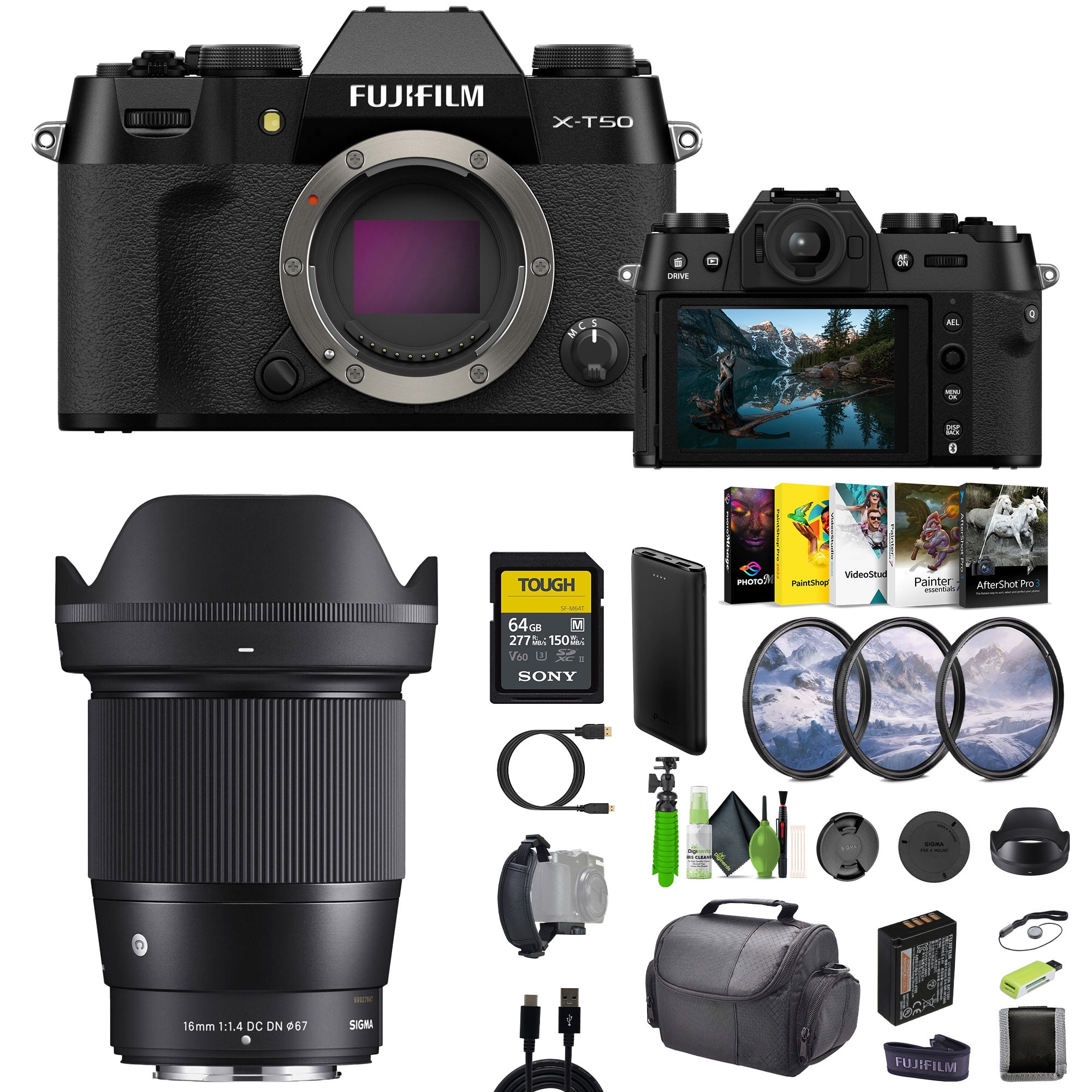 Fujifilm X-T50 Mirrorless Digital Camera Body Bundle with Sigma 16mm F ...