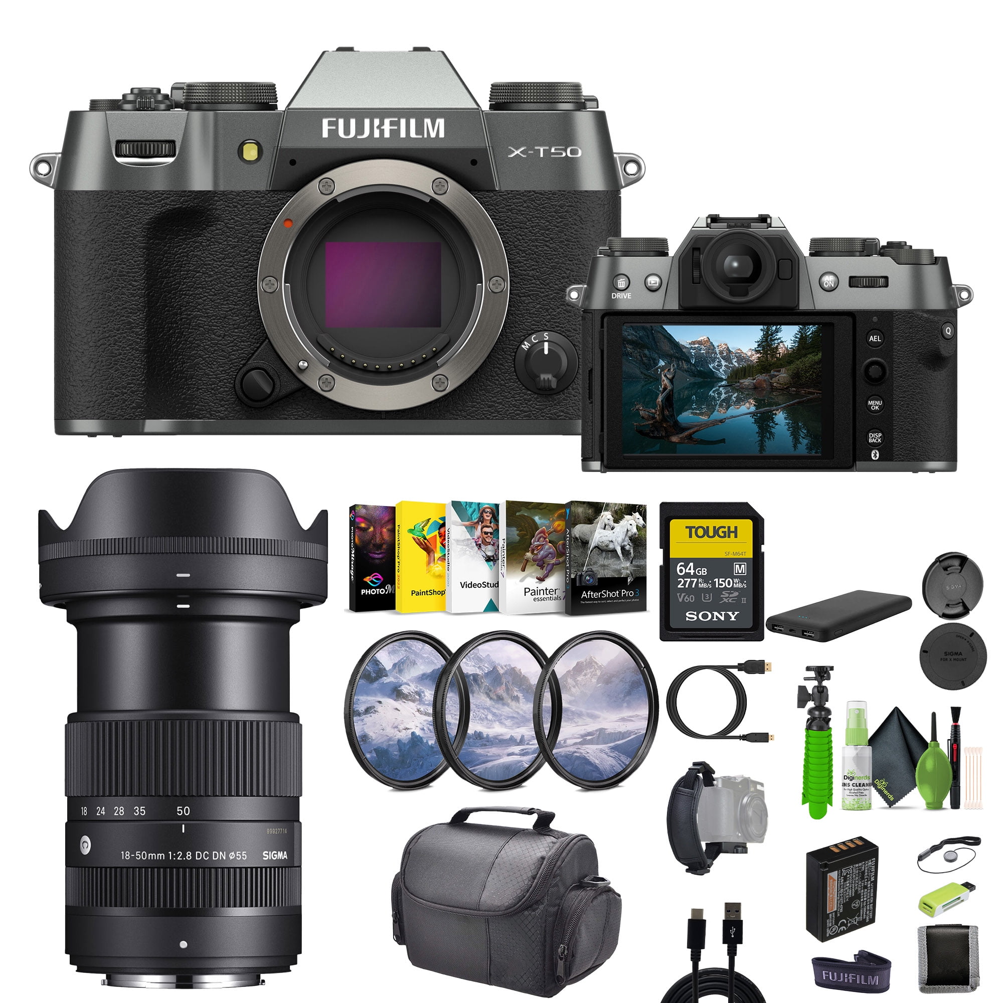 Fujifilm X-T50 Mirrorless Digital Camera Body Bundle With Sigma 18-50mm f/2.8 DC DN Contemporary ...