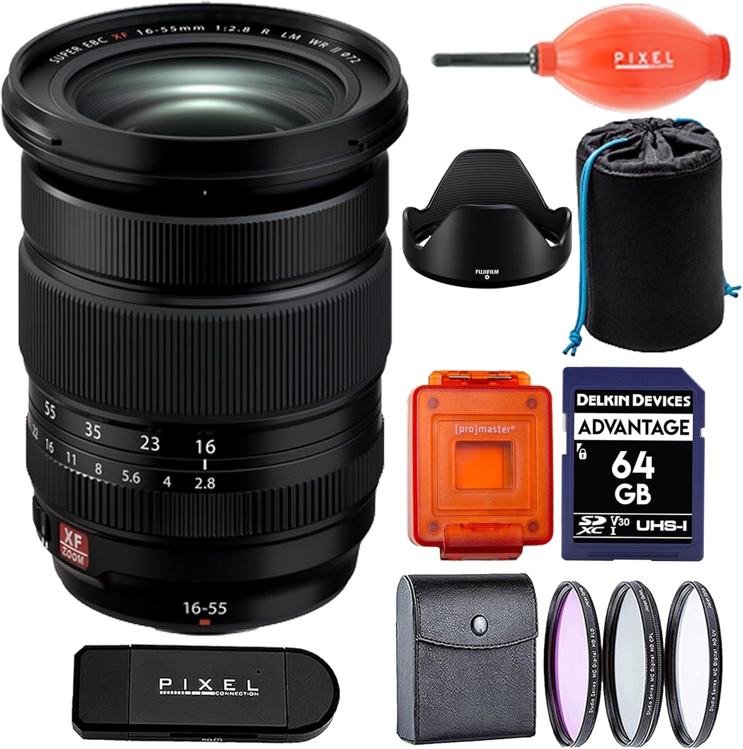 Fujifilm XF 16-55mm f/2.8 R LM WR II Lens Bundle with 64GB SD Card ...