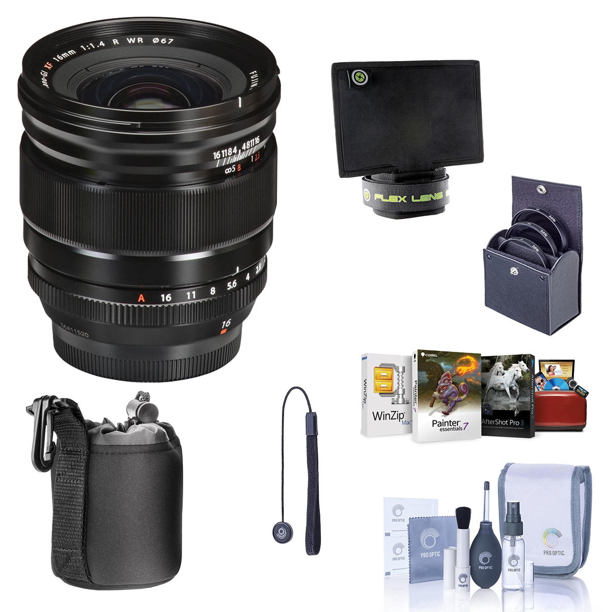 Fujifilm XF 16mm f/1.4 R WR Lens, Bundle with Flex Lens Shade, 67mm ...