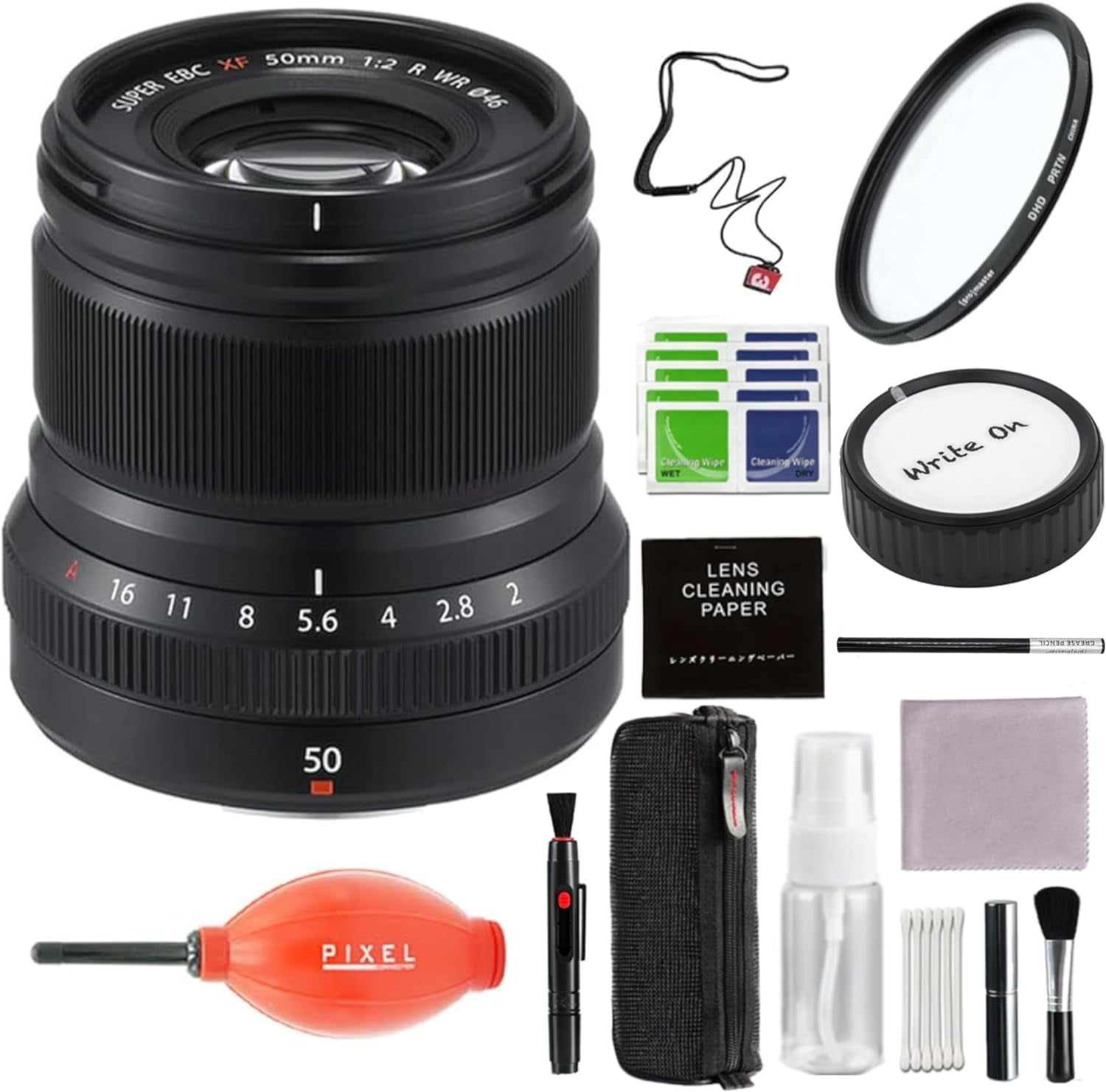 Fujifilm XF 50mm F/2 R WR Lens (Black) Bundle with Advanced Accessory ...