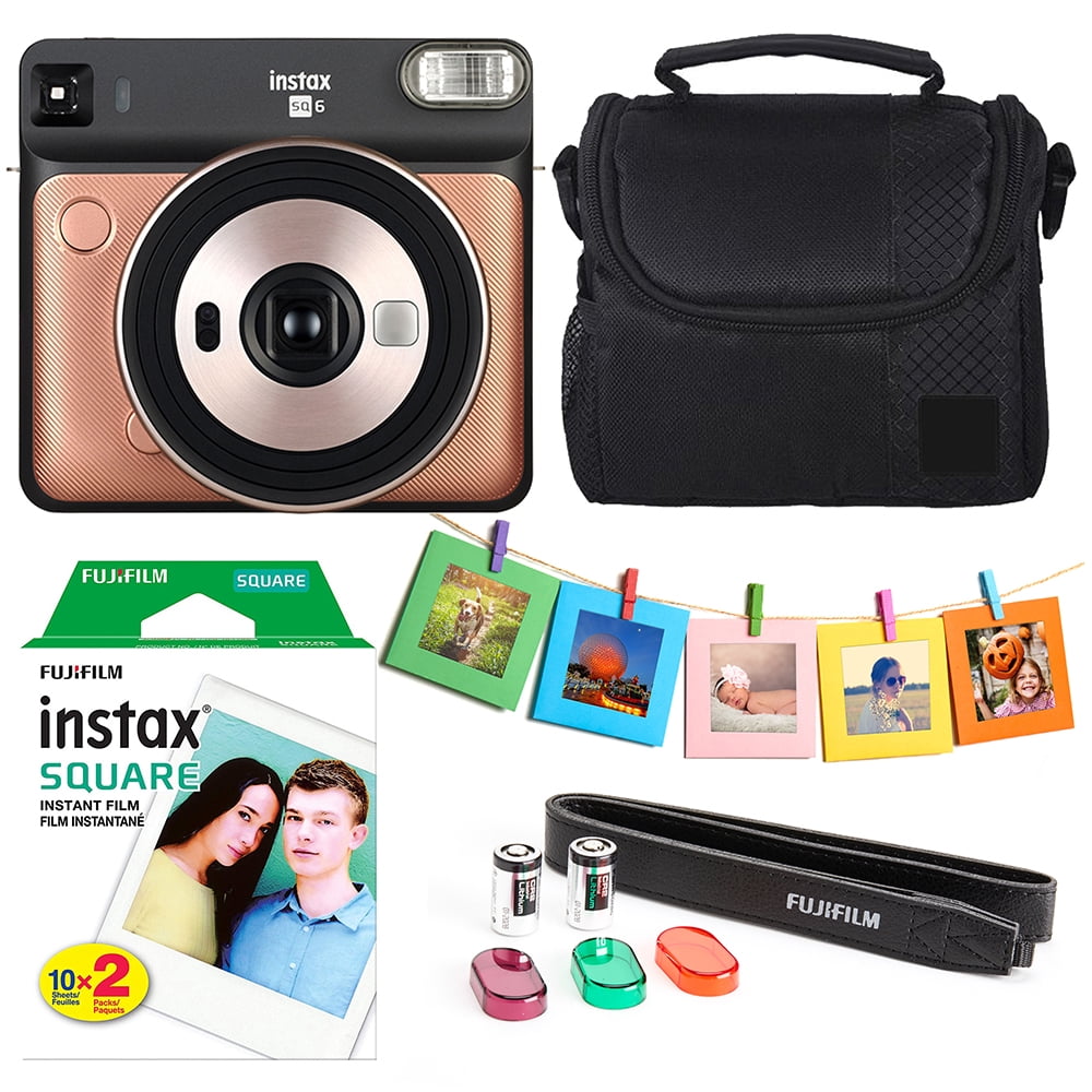 Fujifilm instax SQUARE Camera (Blush Gold) + Instax 20 + Hanging Frames ...