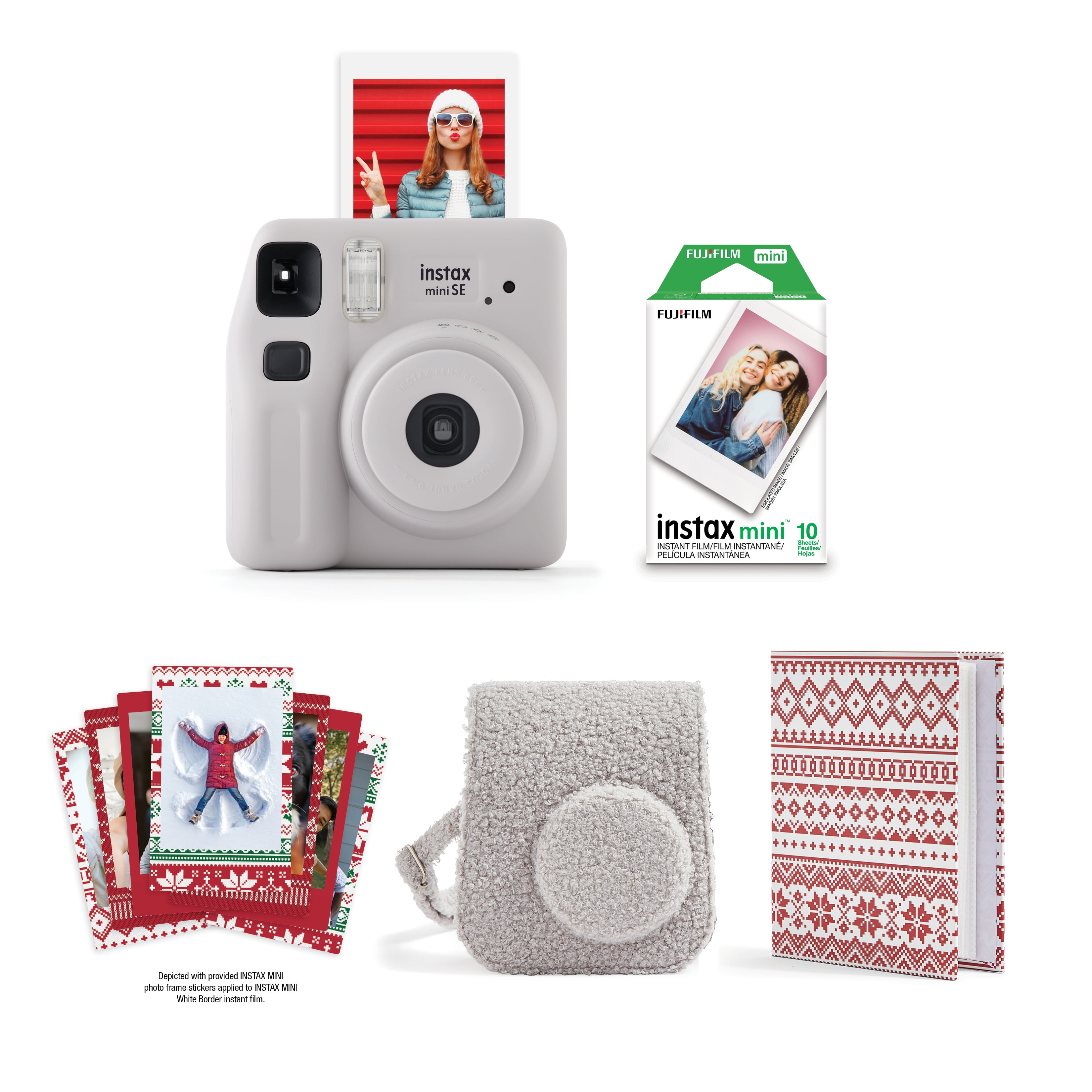 Fujifim Instax Mini SE Instant Camera Nordic Holiday Bundle 2024, Gray ...