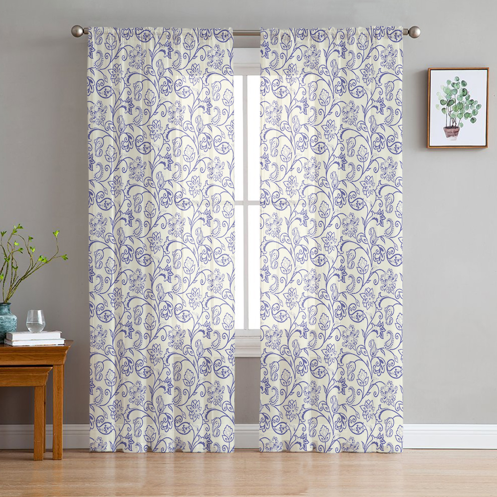 Fujiman Flower Bloom In Spring Tulle Curtains for Living Room Bedroom ...