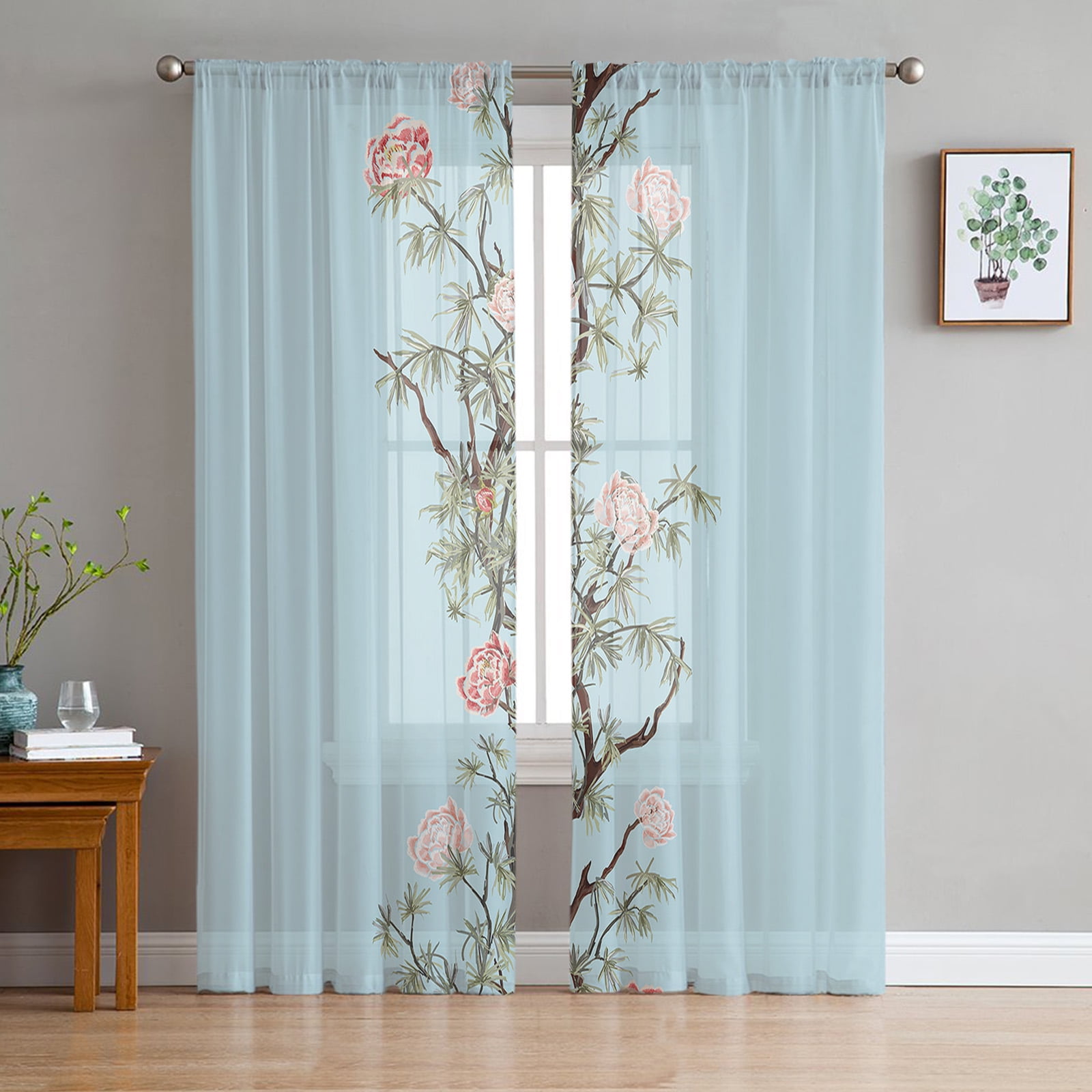 Fujiman Flower Bloom In Spring Tulle Curtains for Living Room Bedroom ...