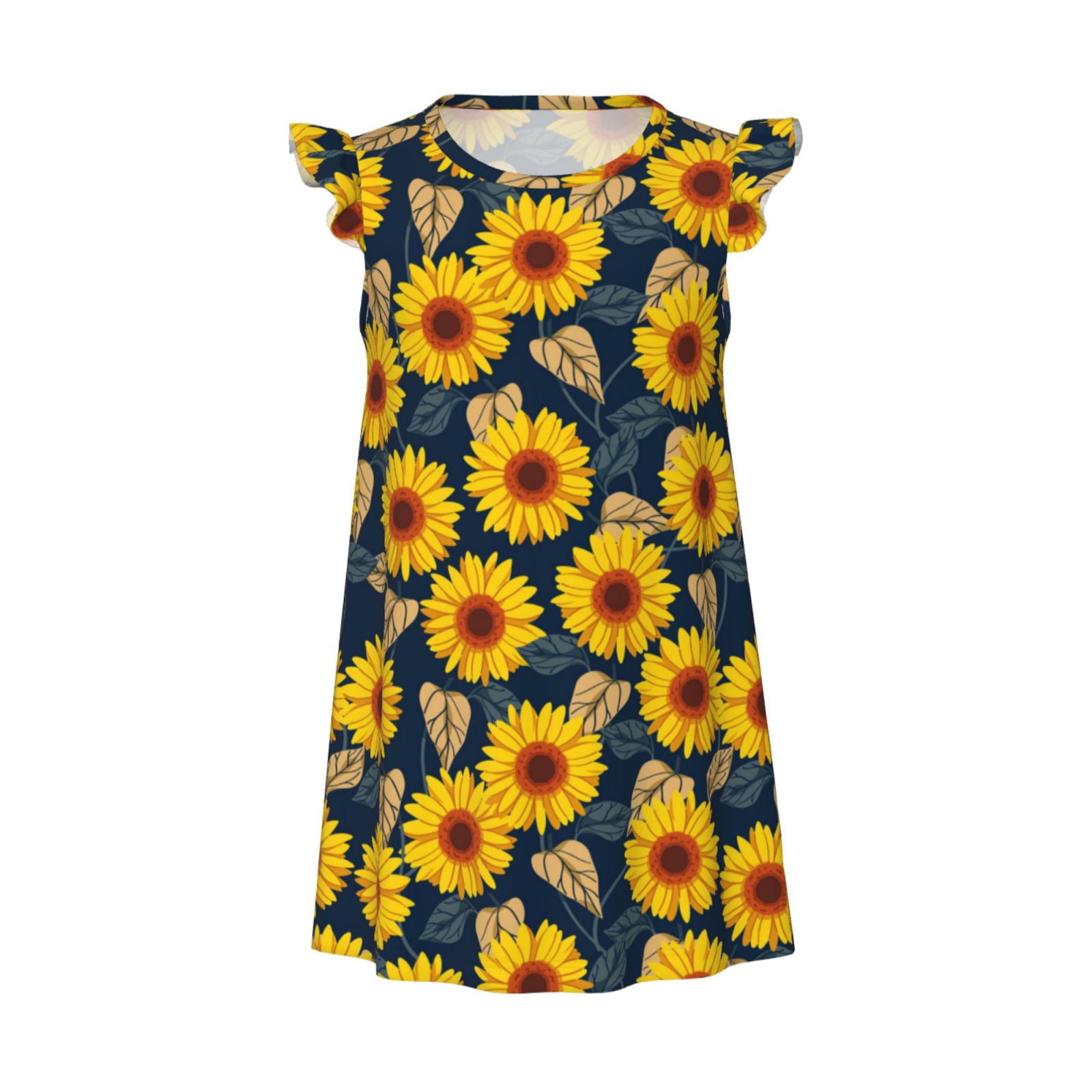 Fujiman Sunflowers Girls Nightgowns, Pajamas for Girls, Soft Flutter Short Sleeves Nightdress ...