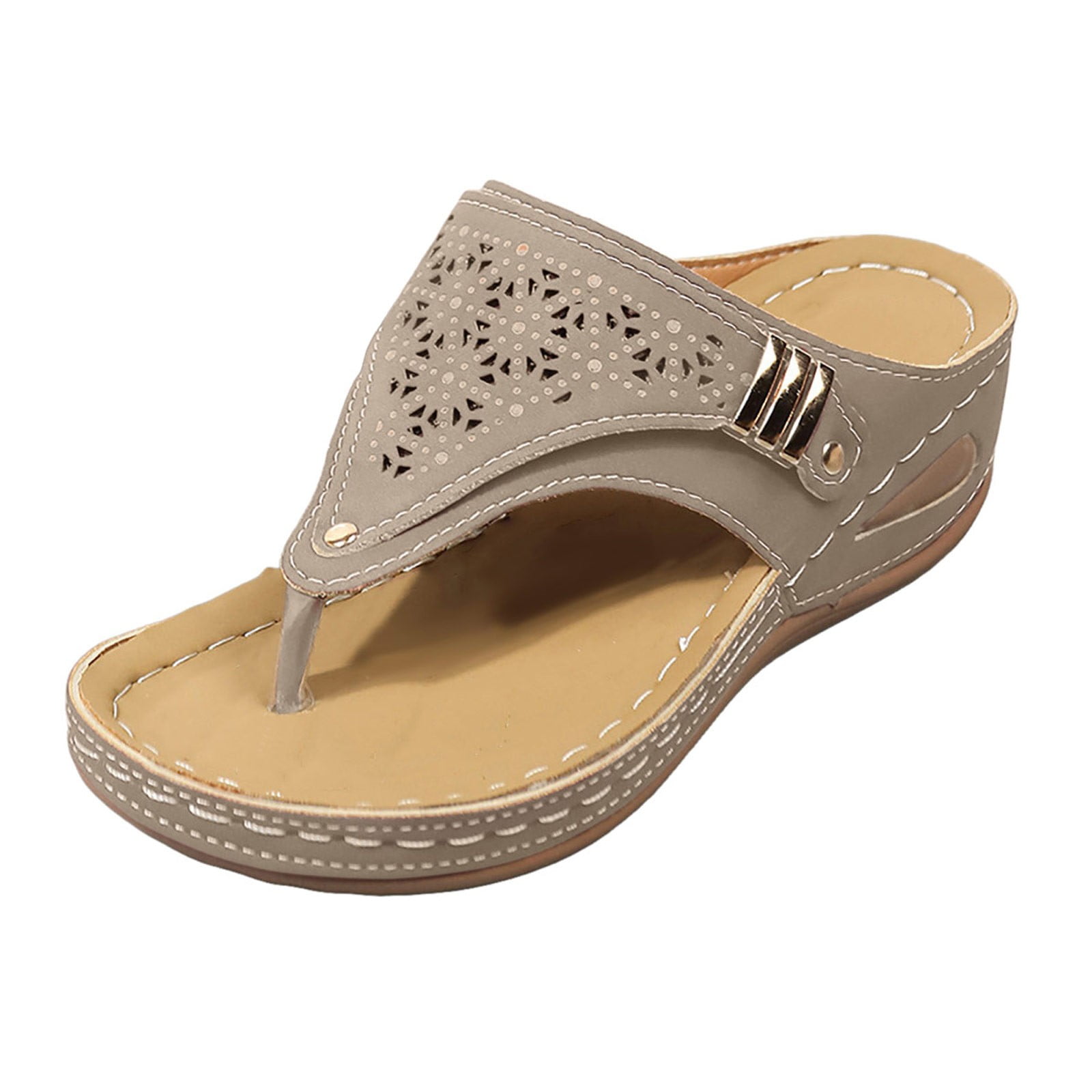 Fukaraa Casual Orthotic Sandals Women Arch Support Leather Wedge Summer ...