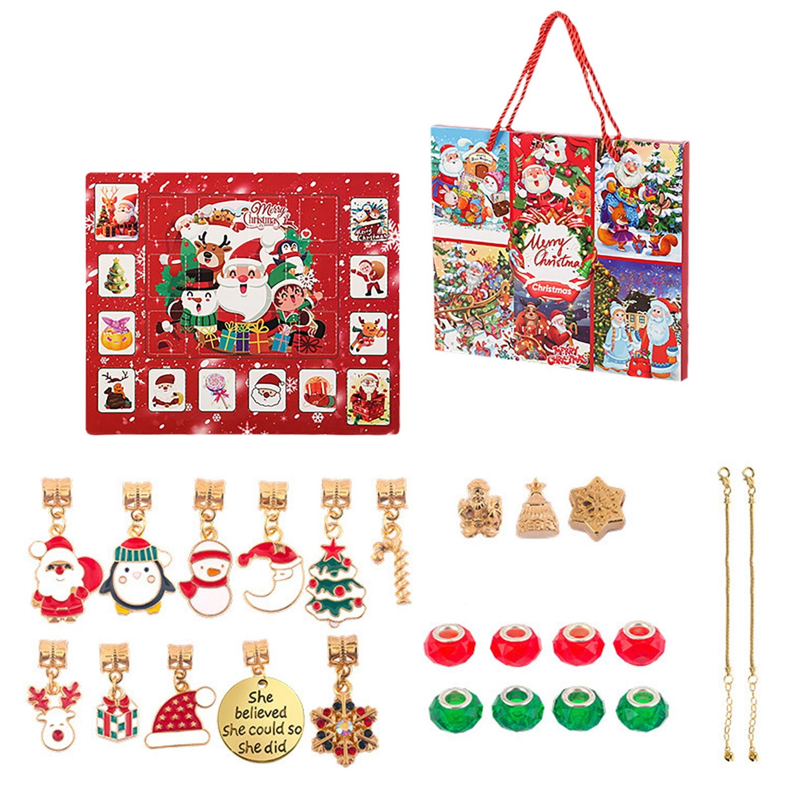 Fukaraa DIY Christmas Bracelet Countdown, Advent Calendar for Kids ...