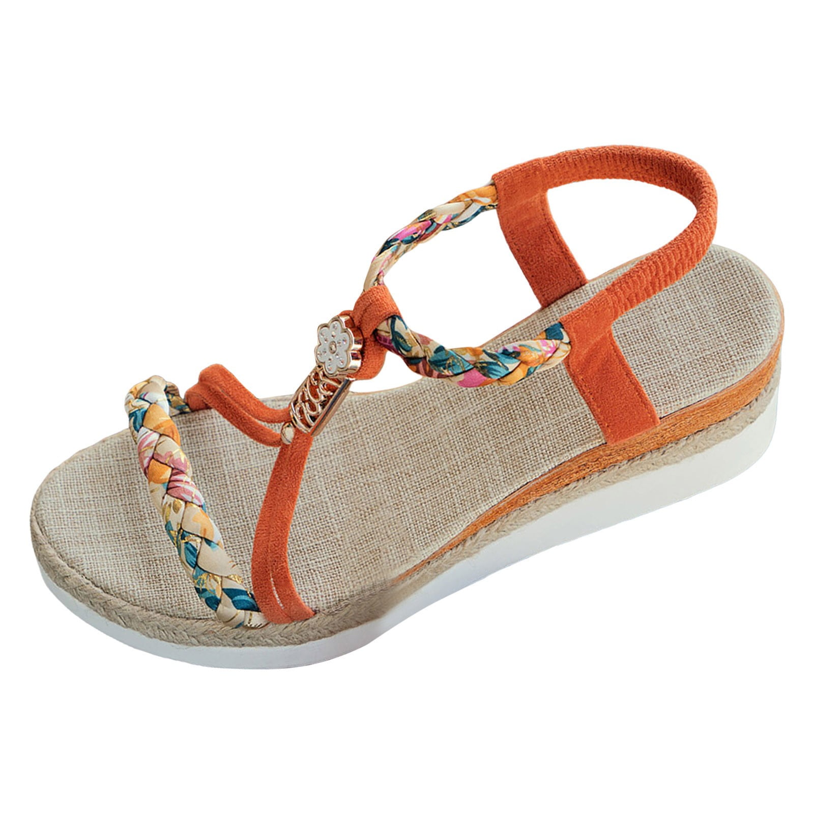 Fukaraa Jeweled Wedge Sandals Women Wide Fit Casual Summer Slip On ...