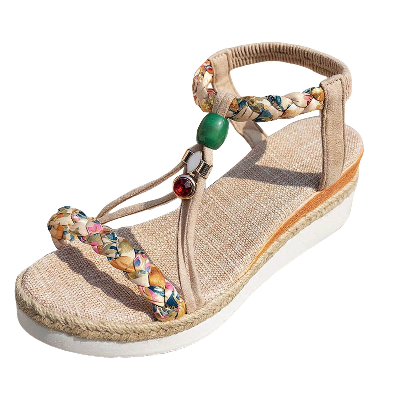 Fukaraa Orthopedic Wedge Sandals Women Platform Beach Shoes Jeweled ...