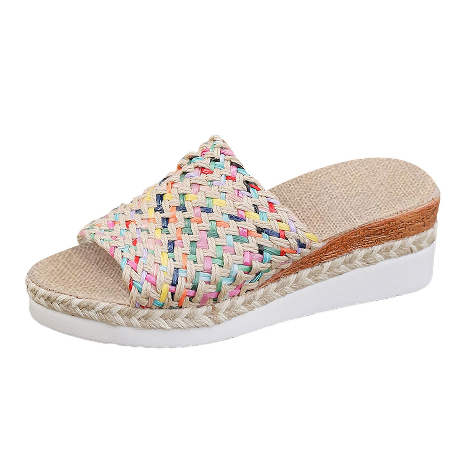 Fukaraa Women's Espadrille Wedge Sandals Summer Beach Platform Raffia ...