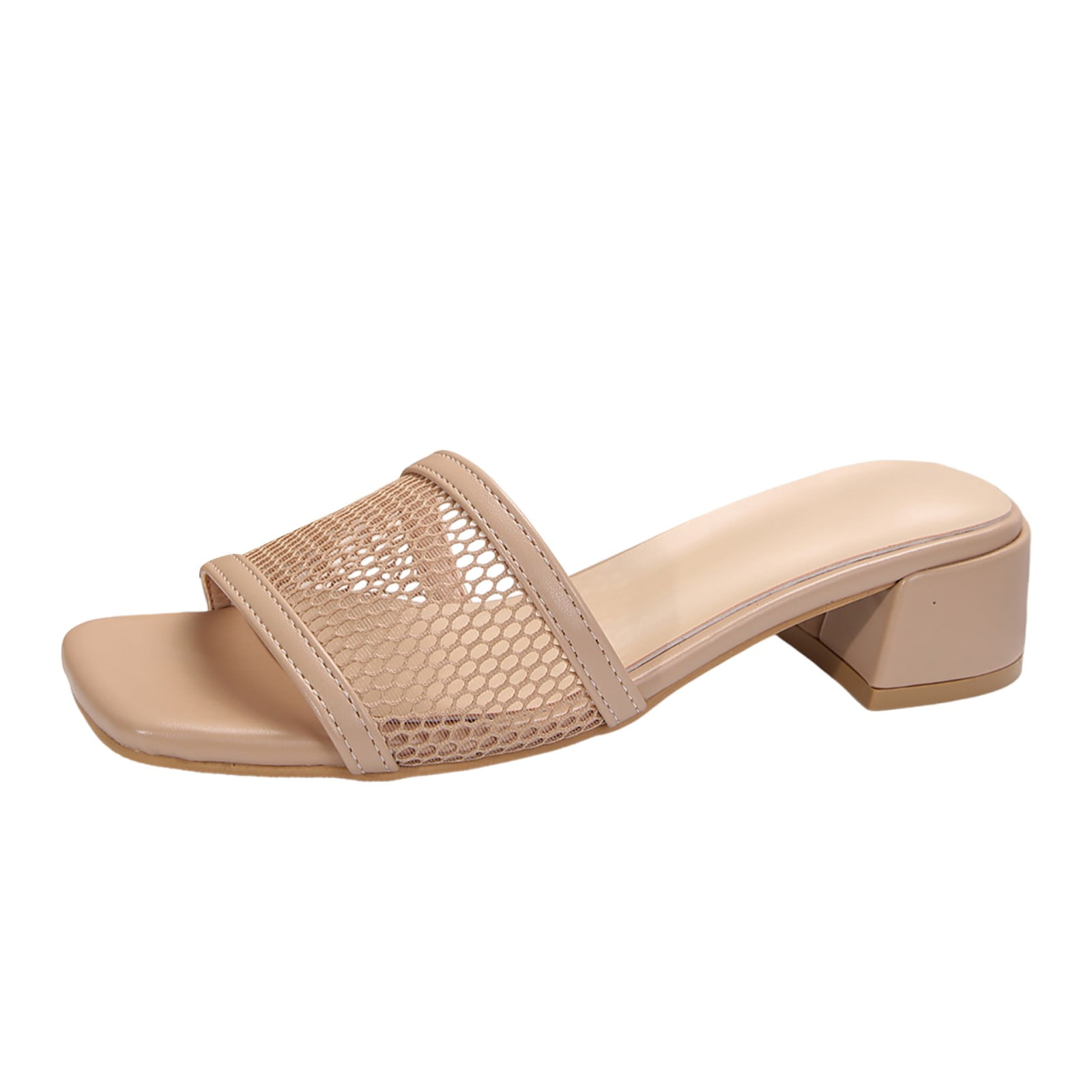 Fukaraa Women's Low Heeled Sandals With Open Toes Square Toes And Thick ...