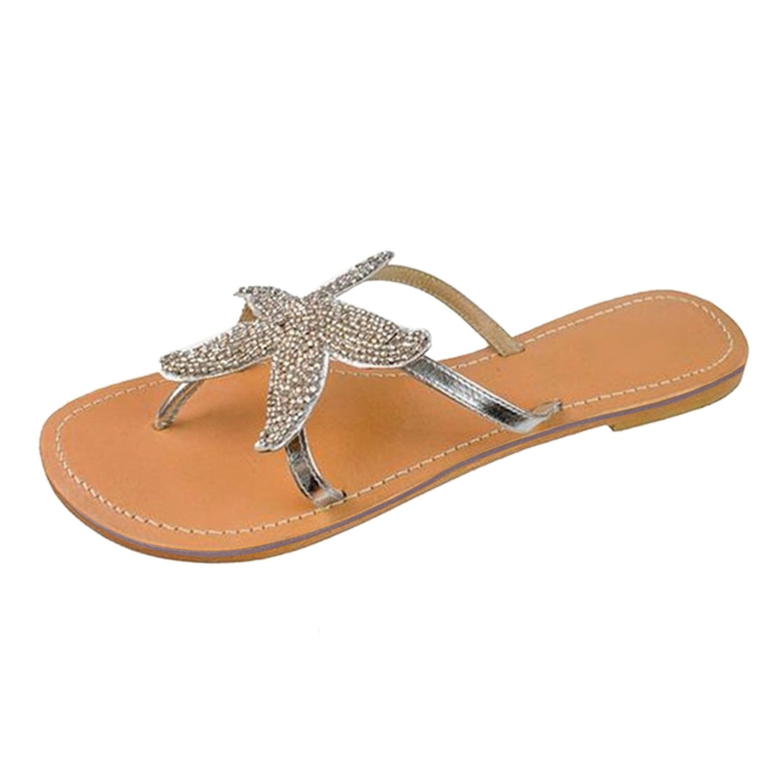 Fukaraa Women's Starfish Beach Sandals Clip Toe Flat Casual Outdoor ...
