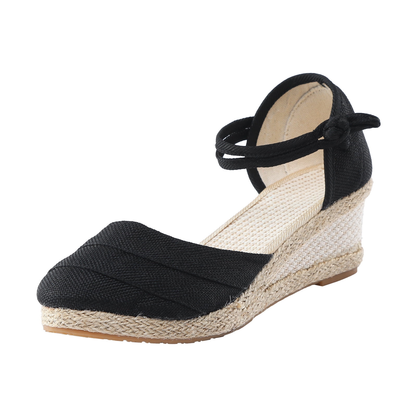 Fukaraa Womens Wedges Sandals Espadrilles Platform Closed Toe Ankle ...