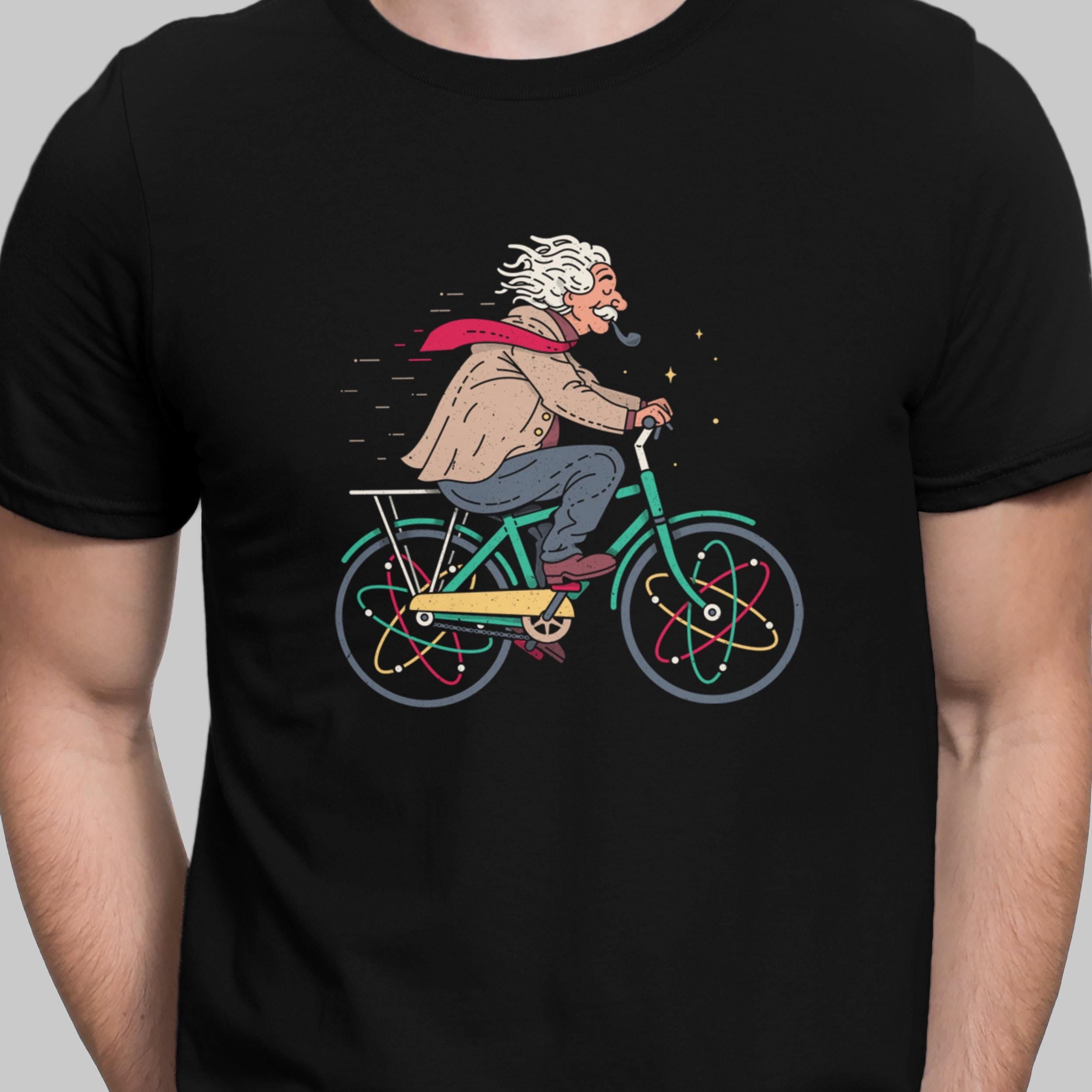 Fukika Albert Einstein Bicycle T-shirt Science Atoms Bike T Shirt ...
