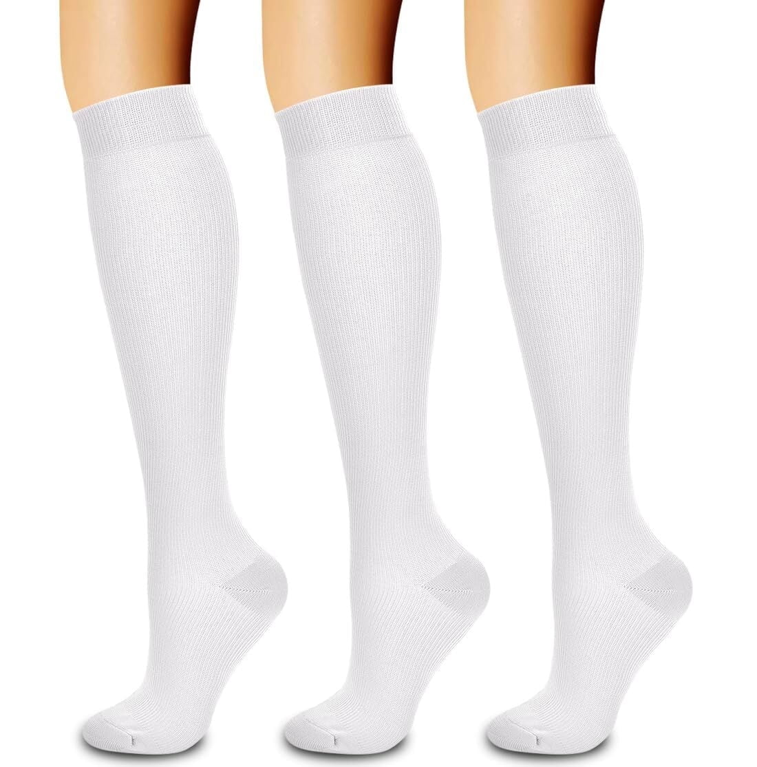 Fuklindy 3 Pairs Medical Sport Compression Socks - 15-20mmhg Graduated ...