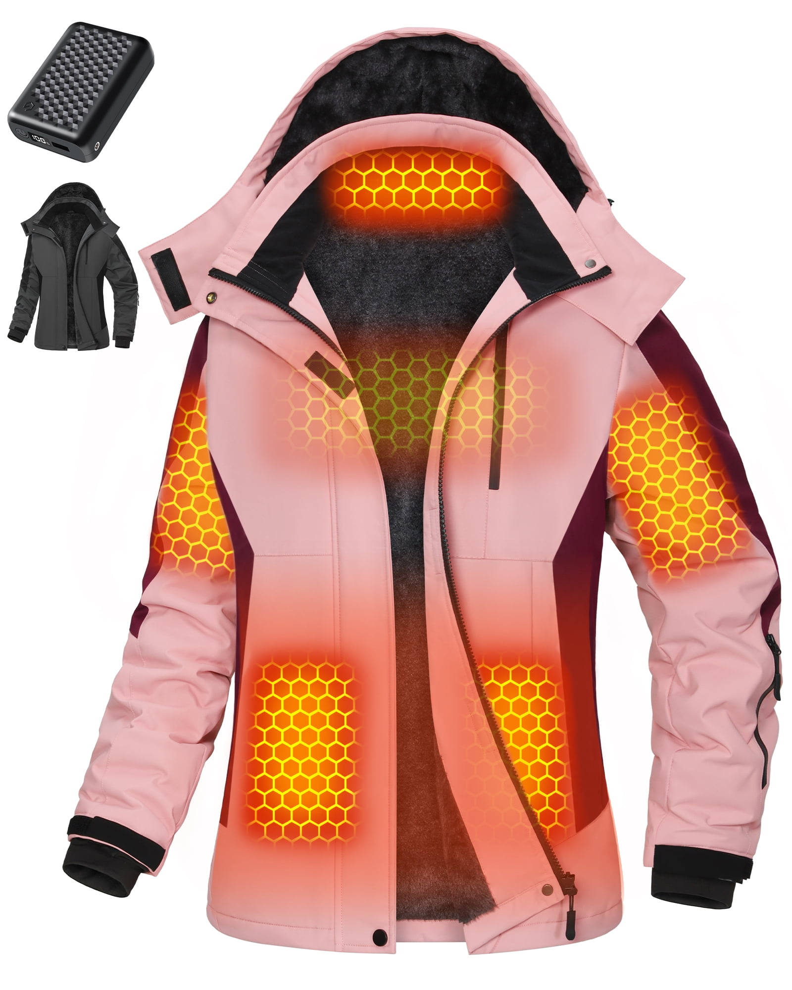 Fuklindy Graphene Heated Jacket for Women with Battery, 12V Fast Charge ...