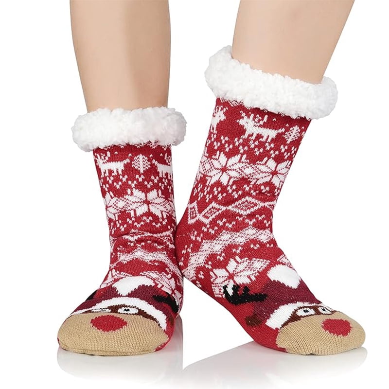 Fuklindy Women Winter Fuzzy Slipper Socks Indoor Non Slip Warm Wool ...