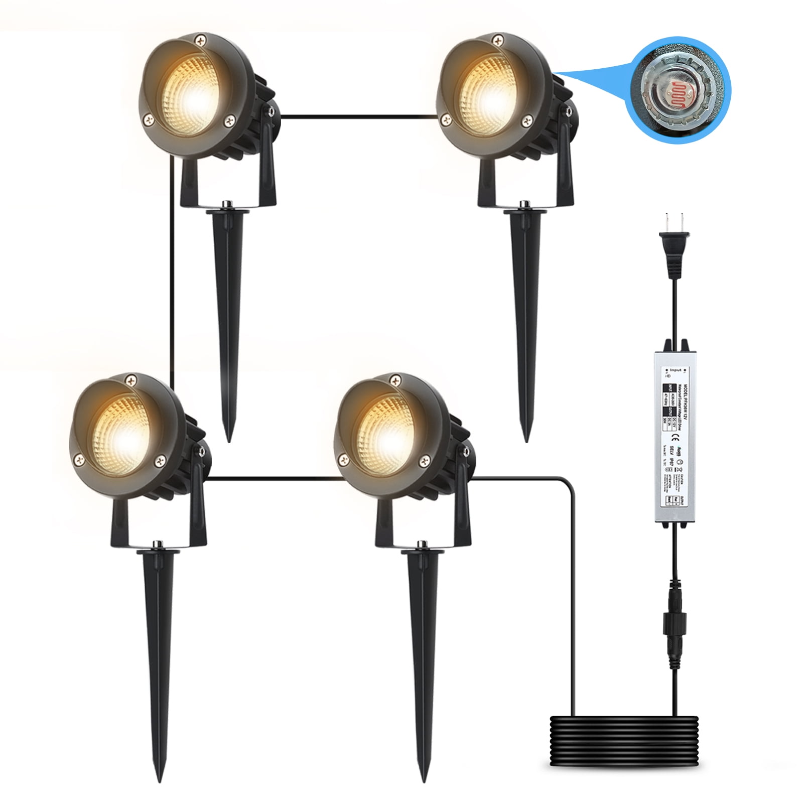 Fulanzaren 20W Dusk to Dawn led Light Spotlights Outdoor, Low Voltage ...