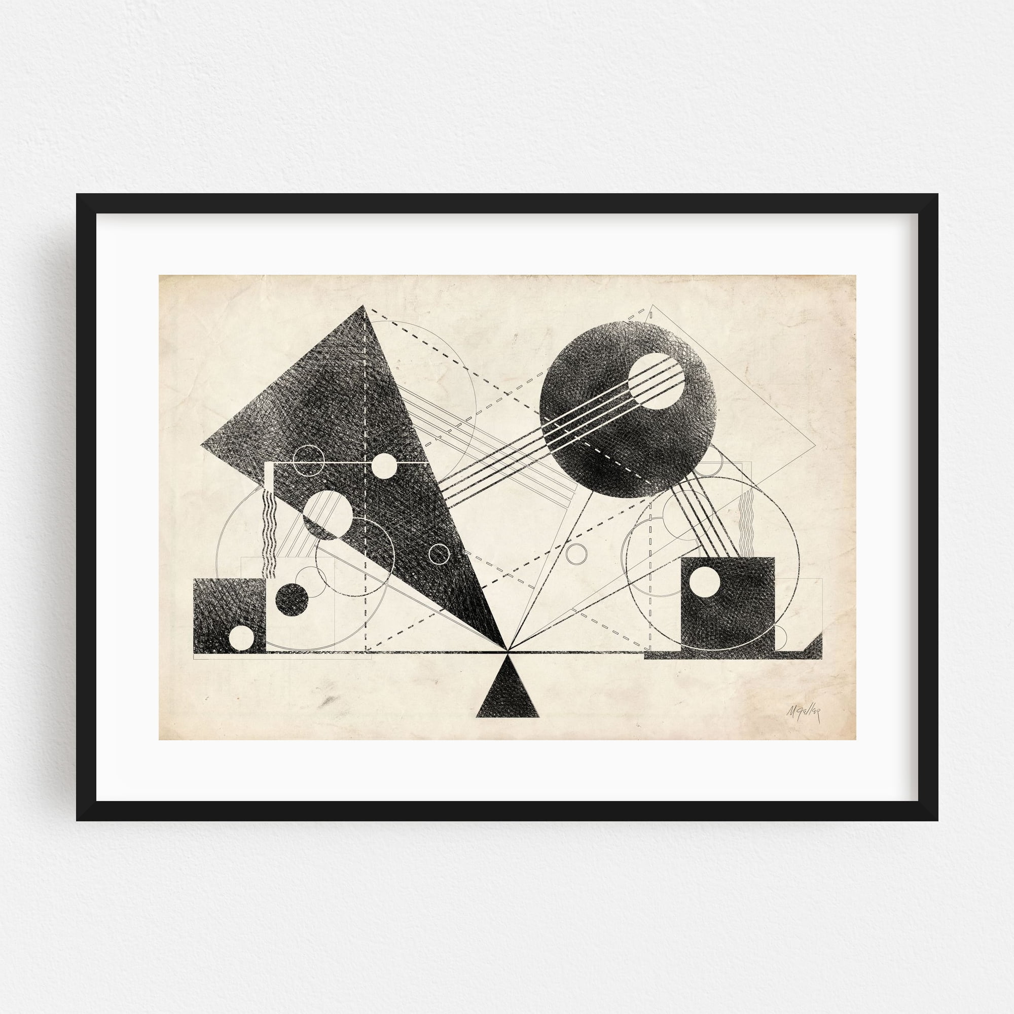 Fulcrum - Digital Art Geometric Abstract Line Art Black and White ...