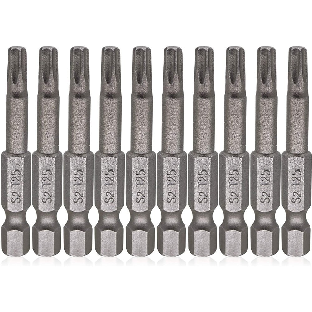 Fule 10Pcs Alloy Steel 50mm Long Torx Screwdriver Bit 6.35mm Hexagon ...