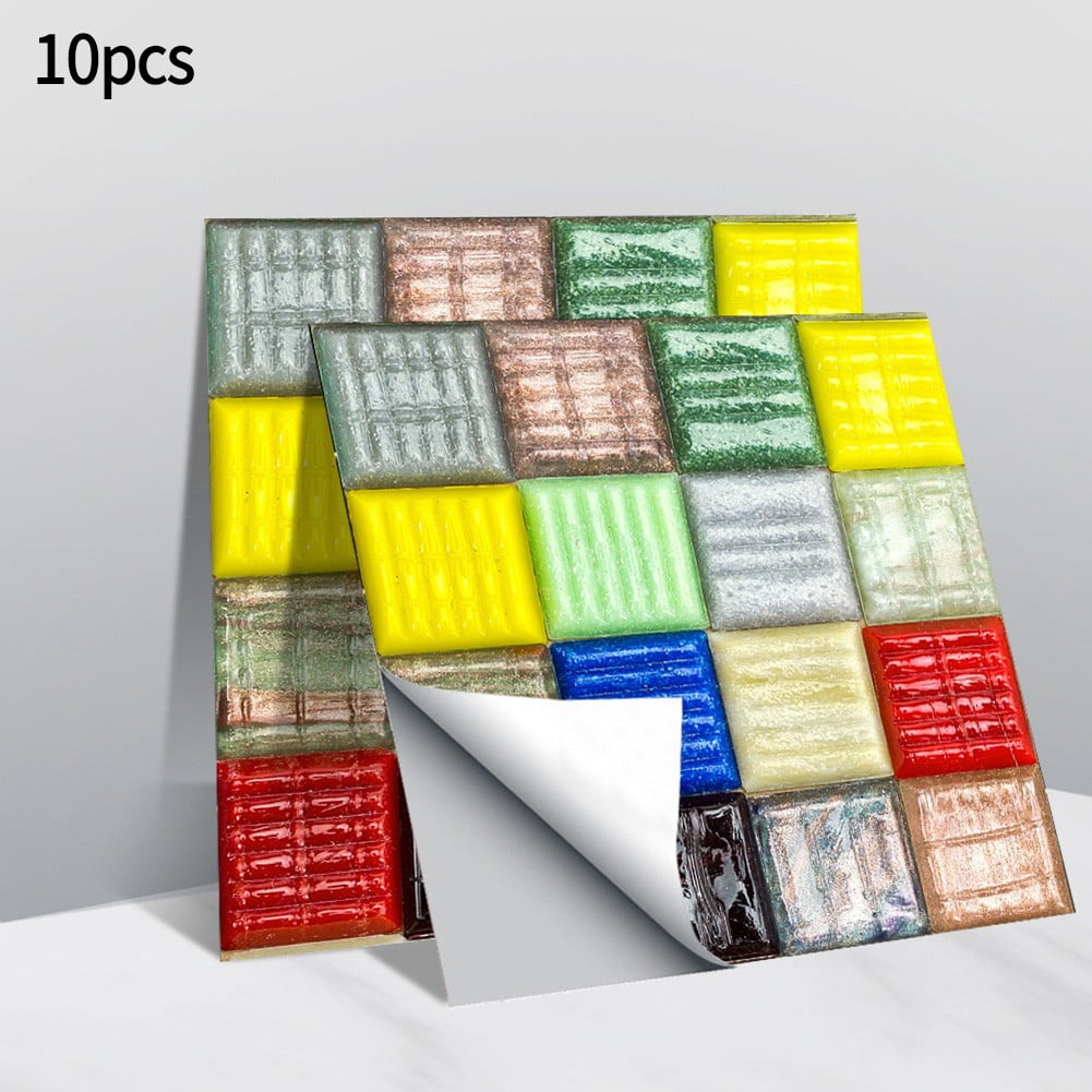 Fule 10xGlitter Self-Adhesive Kitchen Wall Tiles Bathroom Mosaic ...
