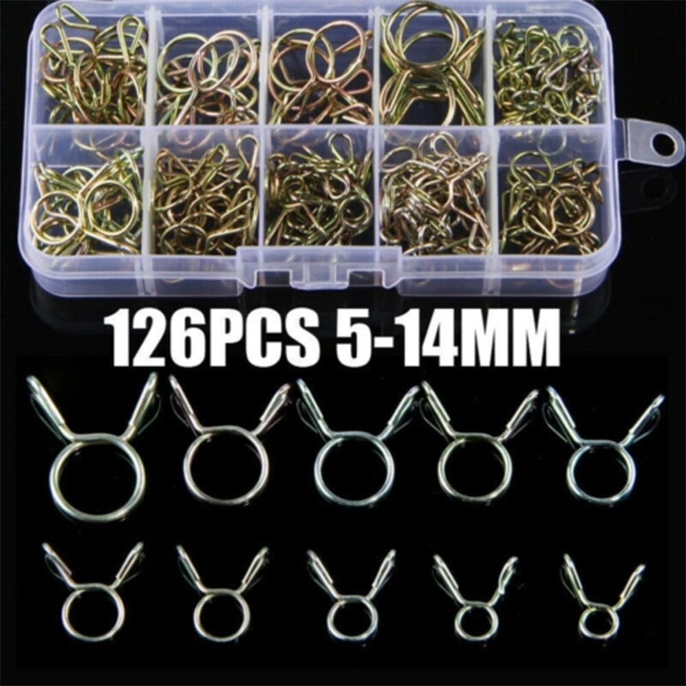 Fule 126Pcs 5mm-14mm Spring Clip Fuel Oil Hose Line Air Tube Clamps ...