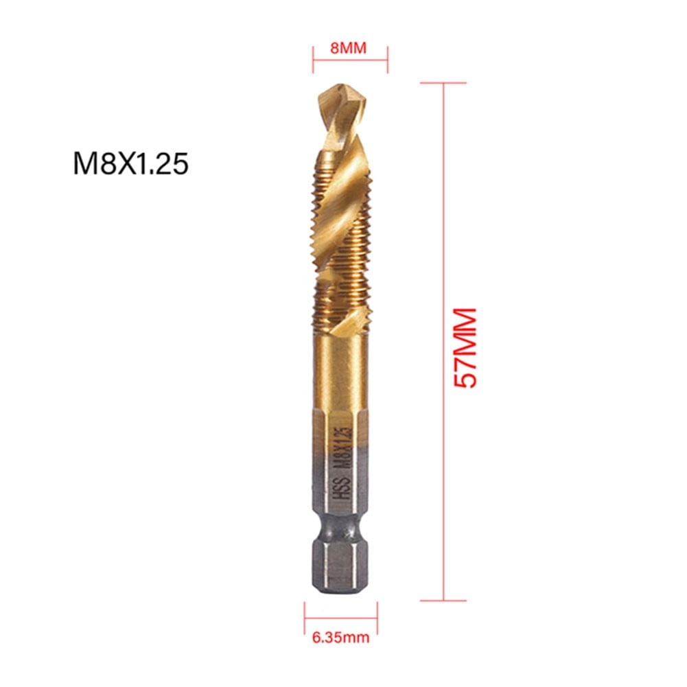 Fule 1PC Titanium Plated Hex Shank HSS Screw Thread Metric Tap Drill ...
