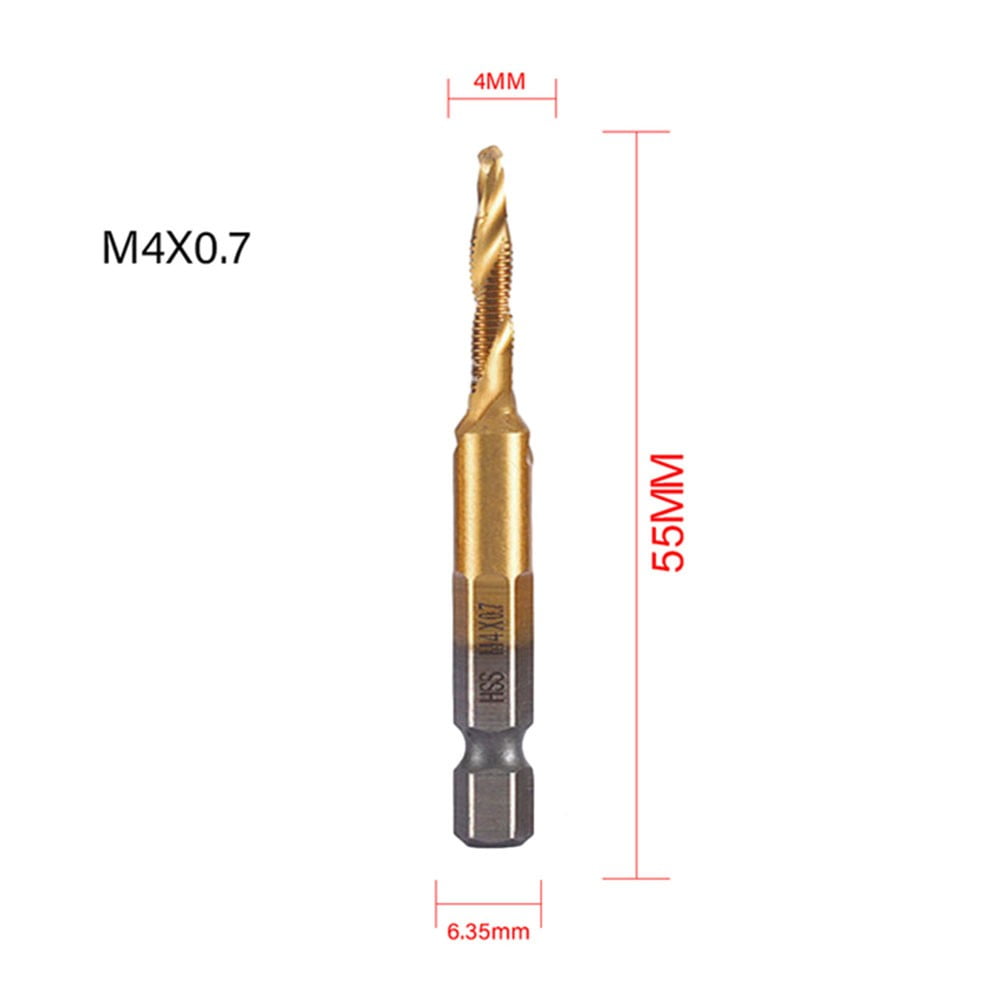 Fule 1PC Titanium Plated Hex Shank HSS Screw Thread Metric Tap Drill ...