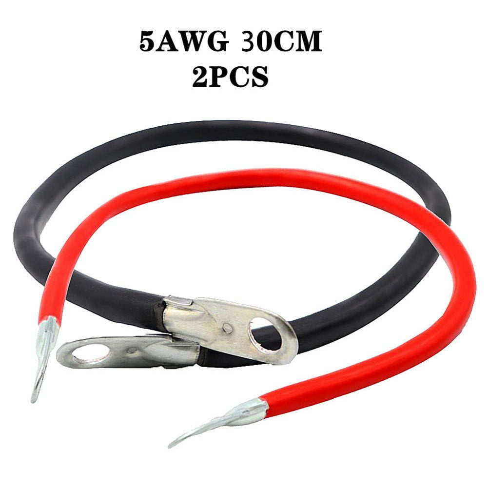 Fule 2pcs 30cm 12V Battery Cable Copper Cable Battery Inverter Cable ...