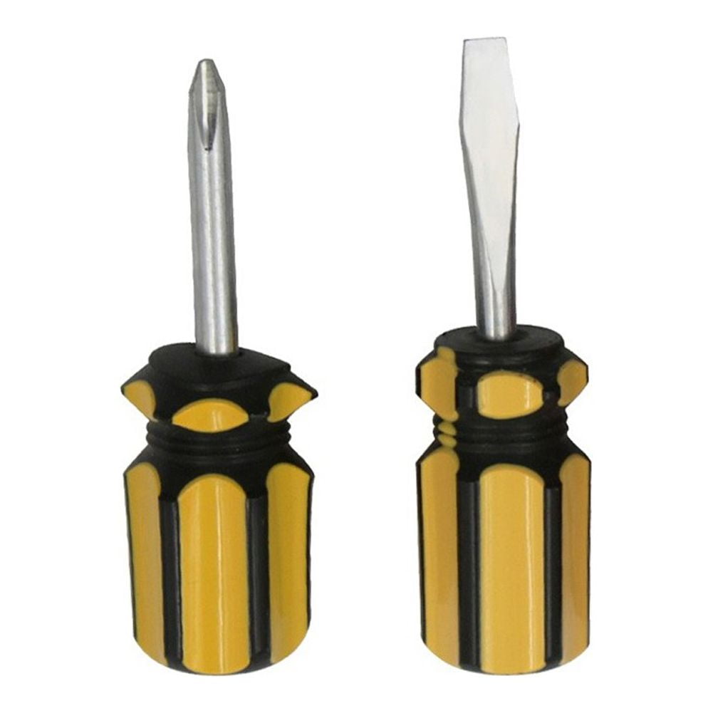 Fule 2pcs Small Handle Stubby Screwdriver Set 6mm Flat Head and Slotted Screwdrivers - Walmart.com
