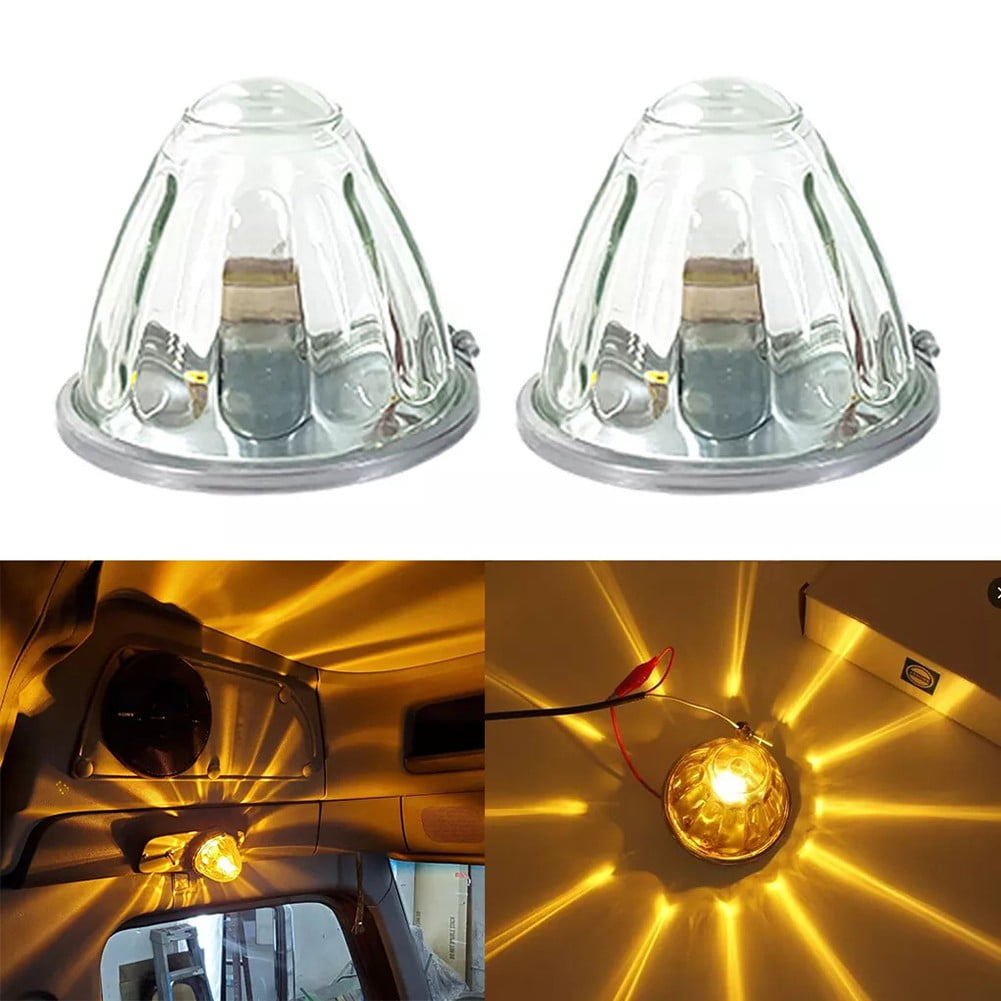 Fule 2x Amber Watermelon Light Glass Kit Clear Lens W/ 1156 LED Bulb ...
